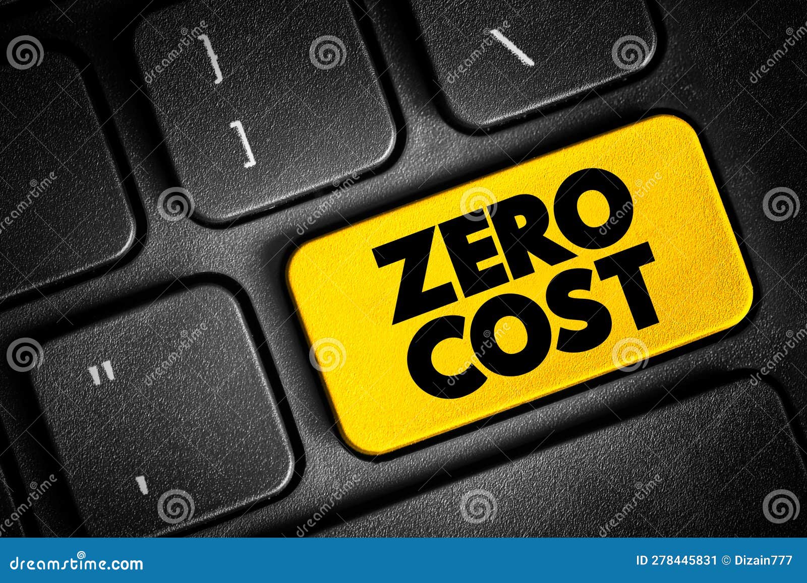 Zero Cost Text Button on Keyboard, Concept Background Stock Image ...