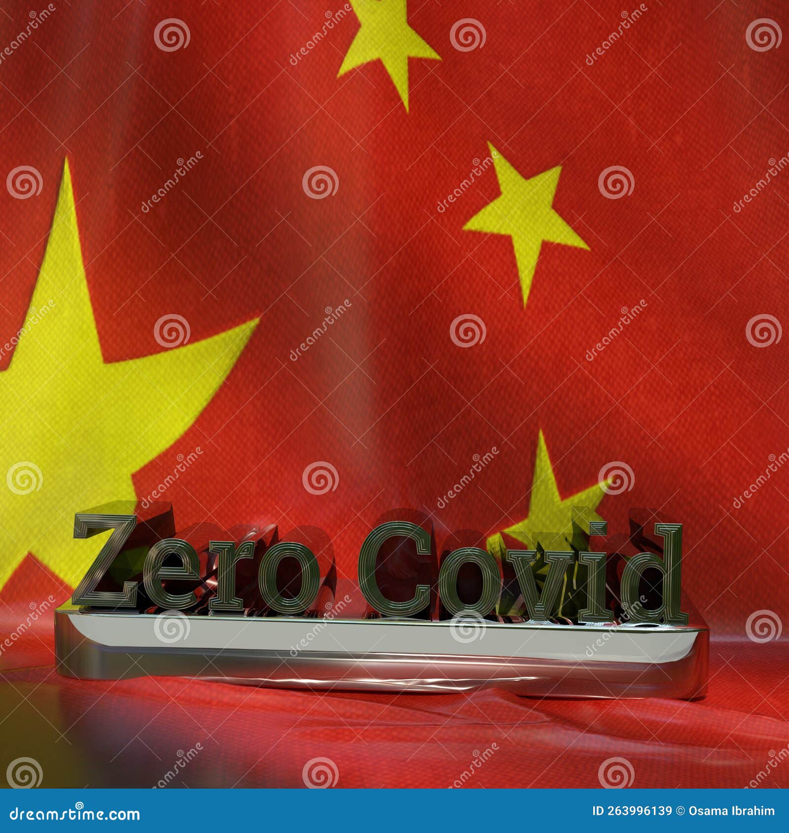 Zero Covid Text on China Flag 3d Rendering Stock Image - Image of ...