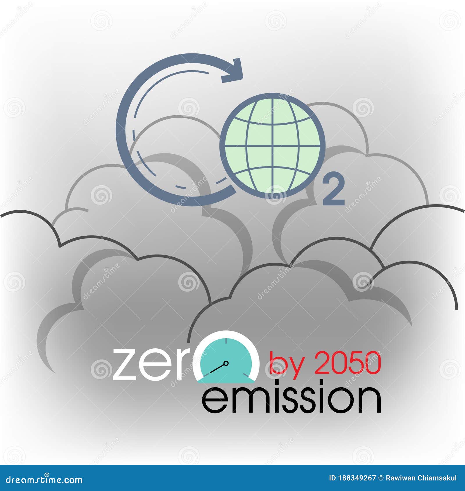 2050 Net Zero CO2 Cartoon Vector | CartoonDealer.com #200756445