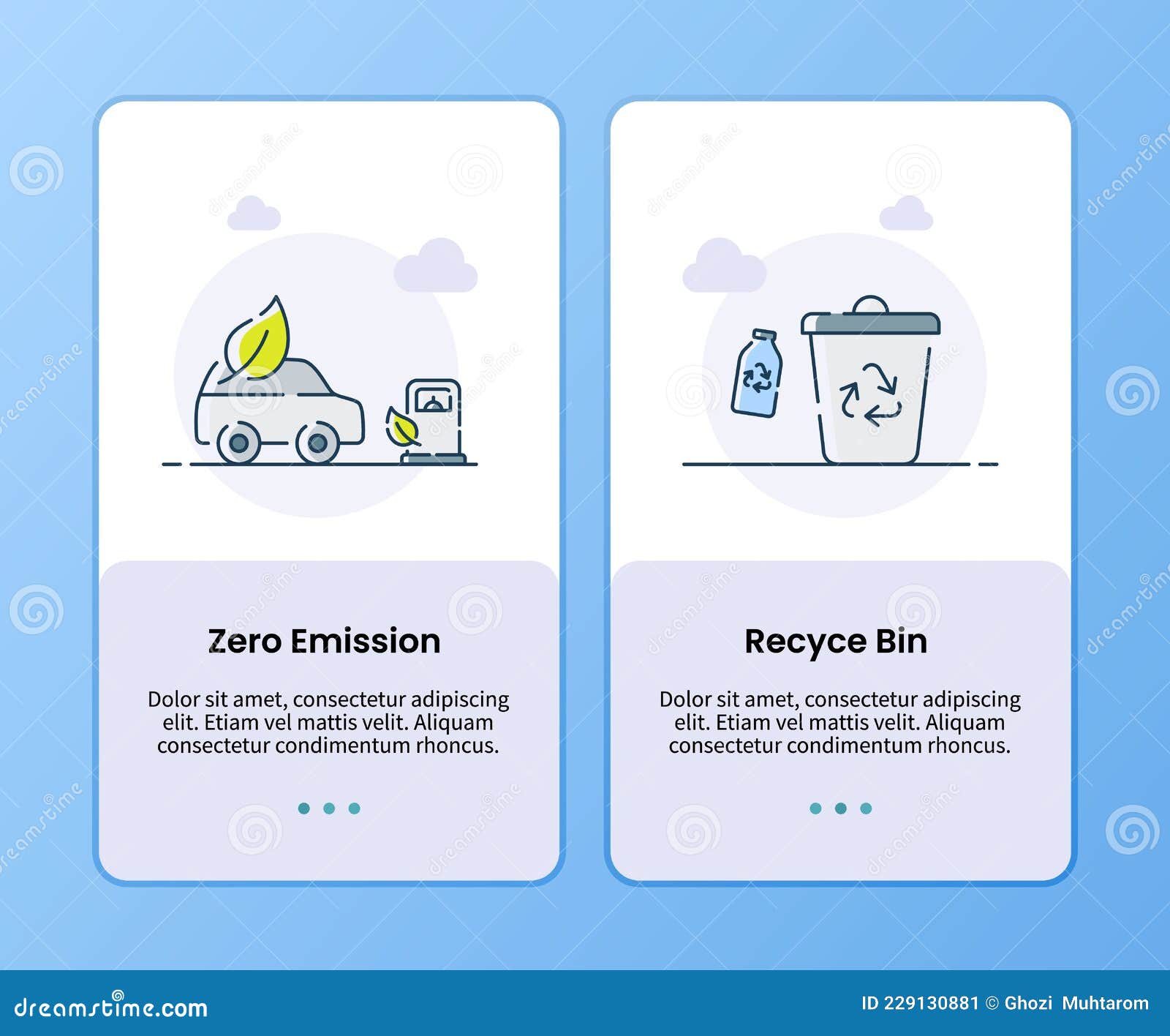 Zero Emission and Recycle Bin Onboarding Template for Mobile Ui App ...