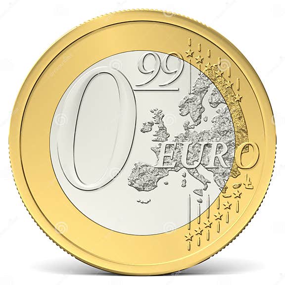 Zero Euro Ninety-nine Coin from the Front Stock Illustration ...