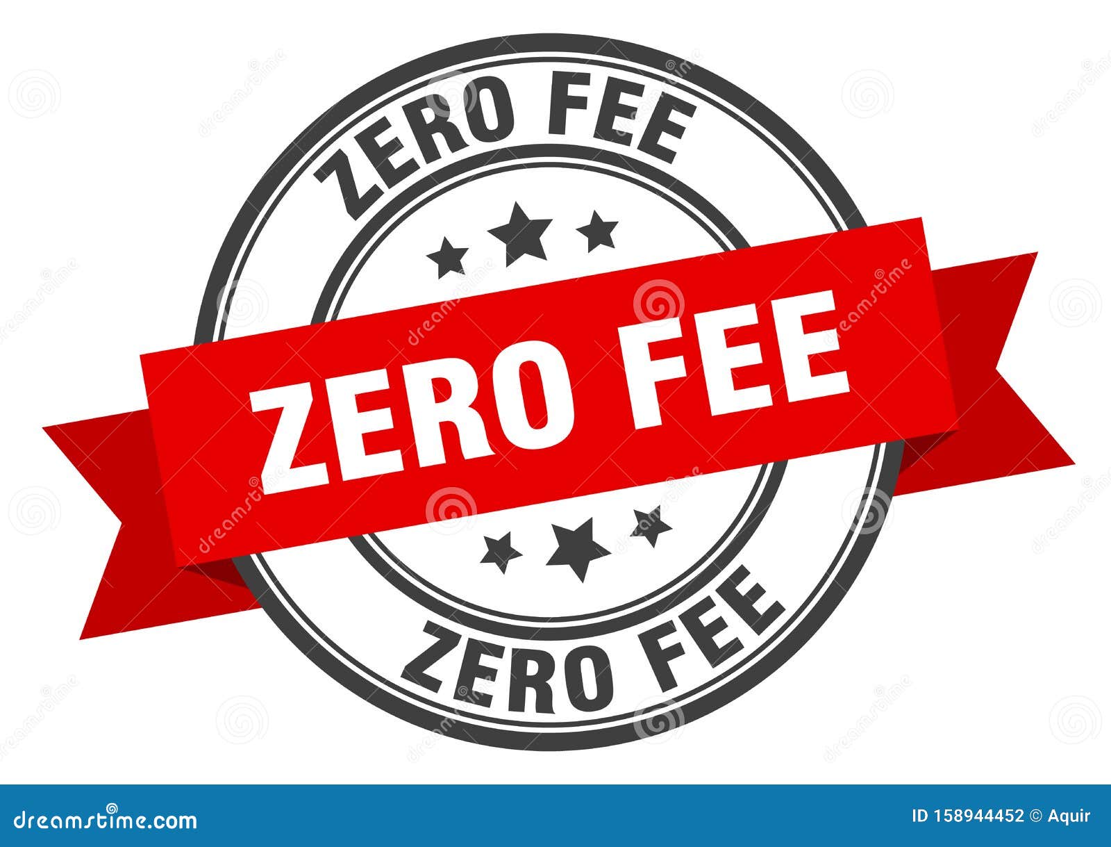 Zero fee label stock vector. Illustration of zero, circle - 158944452