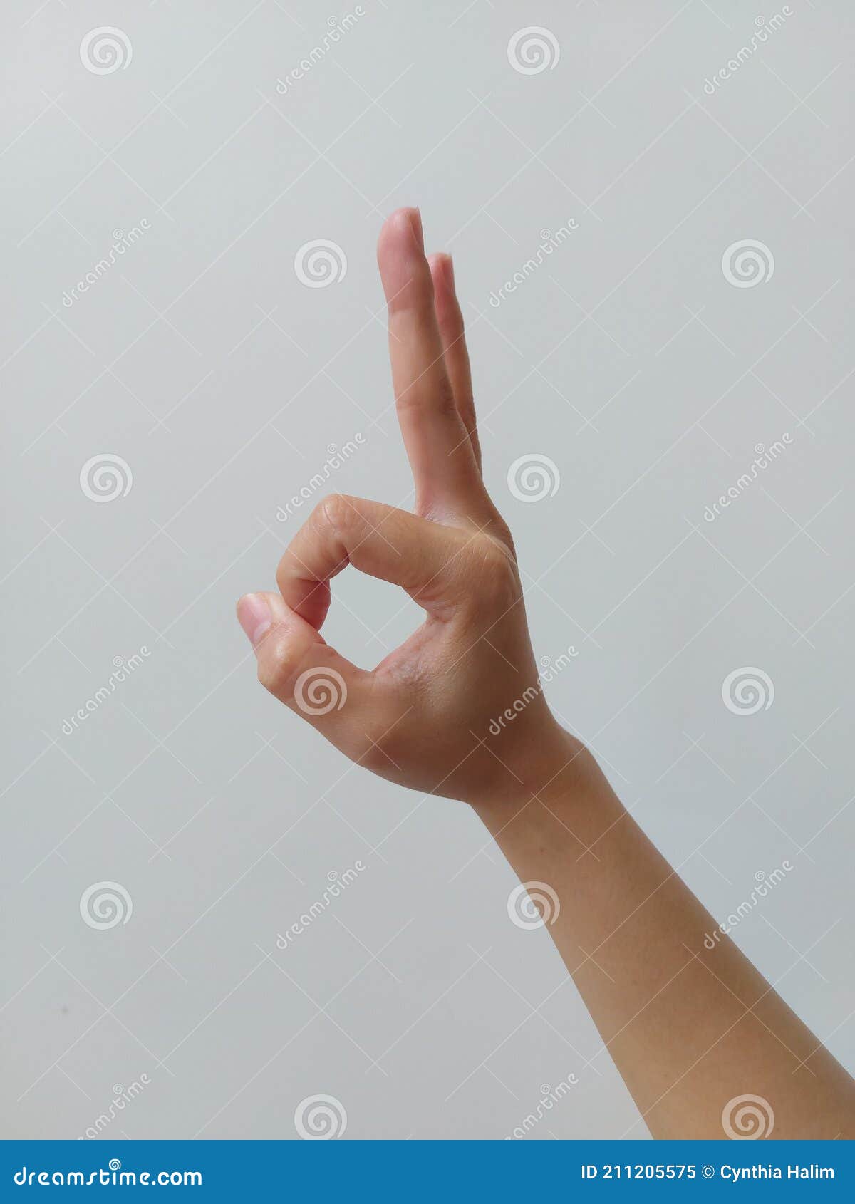 Female Asian Hand Gesture Zero on White Background Stock Image - Image ...