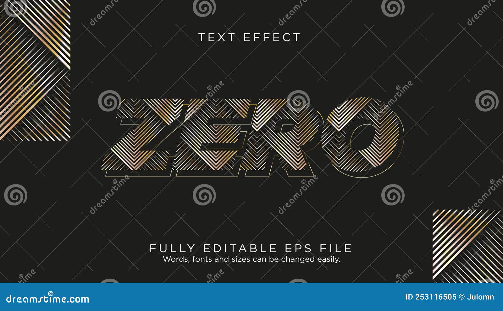 Zero Gold Pattern Text Effect Font Type Stock Illustration ...