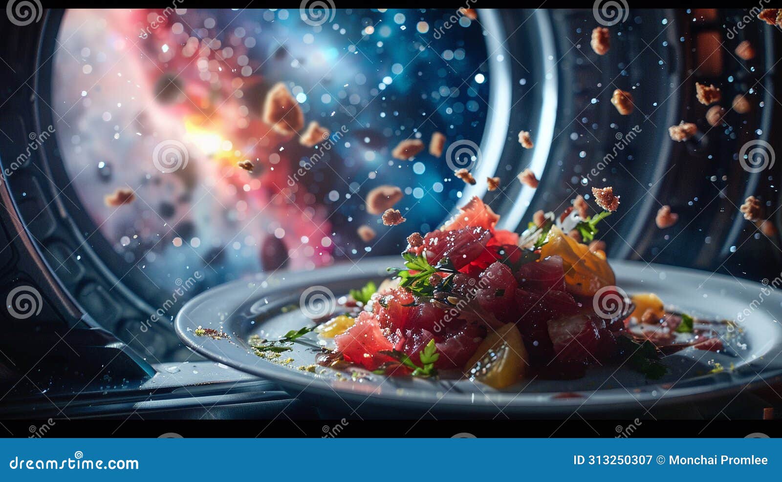 Zero-gravity Ceviche with Floating Spicy Citrus Particles, Smoky Nebula ...