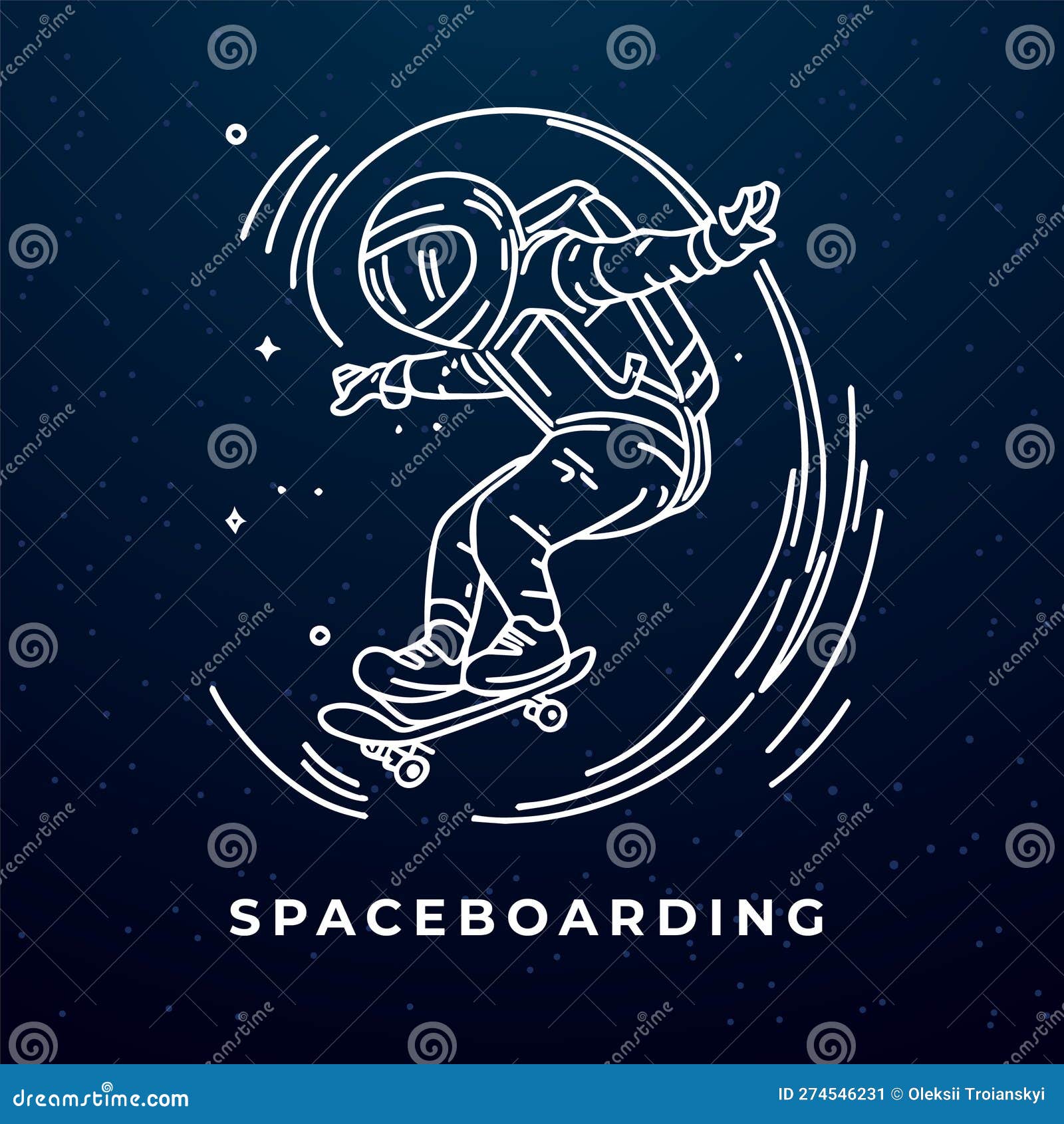 Zero Gravity Thrills. Astronaut Skateboarding in Space Stock Vector ...