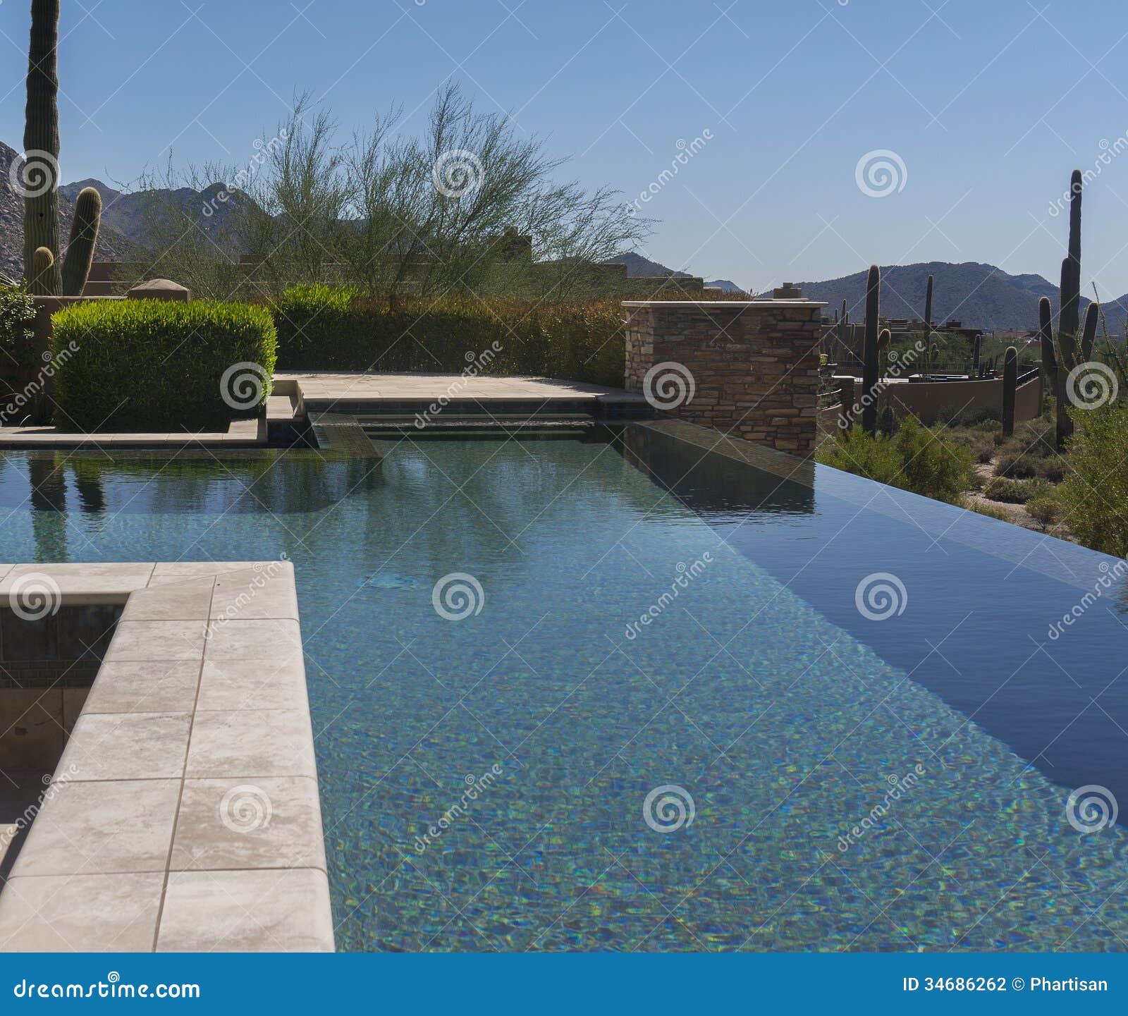 Zero Horizon Modern Swimming Pool Stock Photo - Image of dessert, edge ...