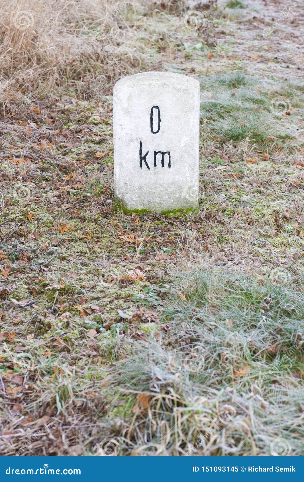 Zero kilometer stock image. Image of signs, zero, marker - 151093145