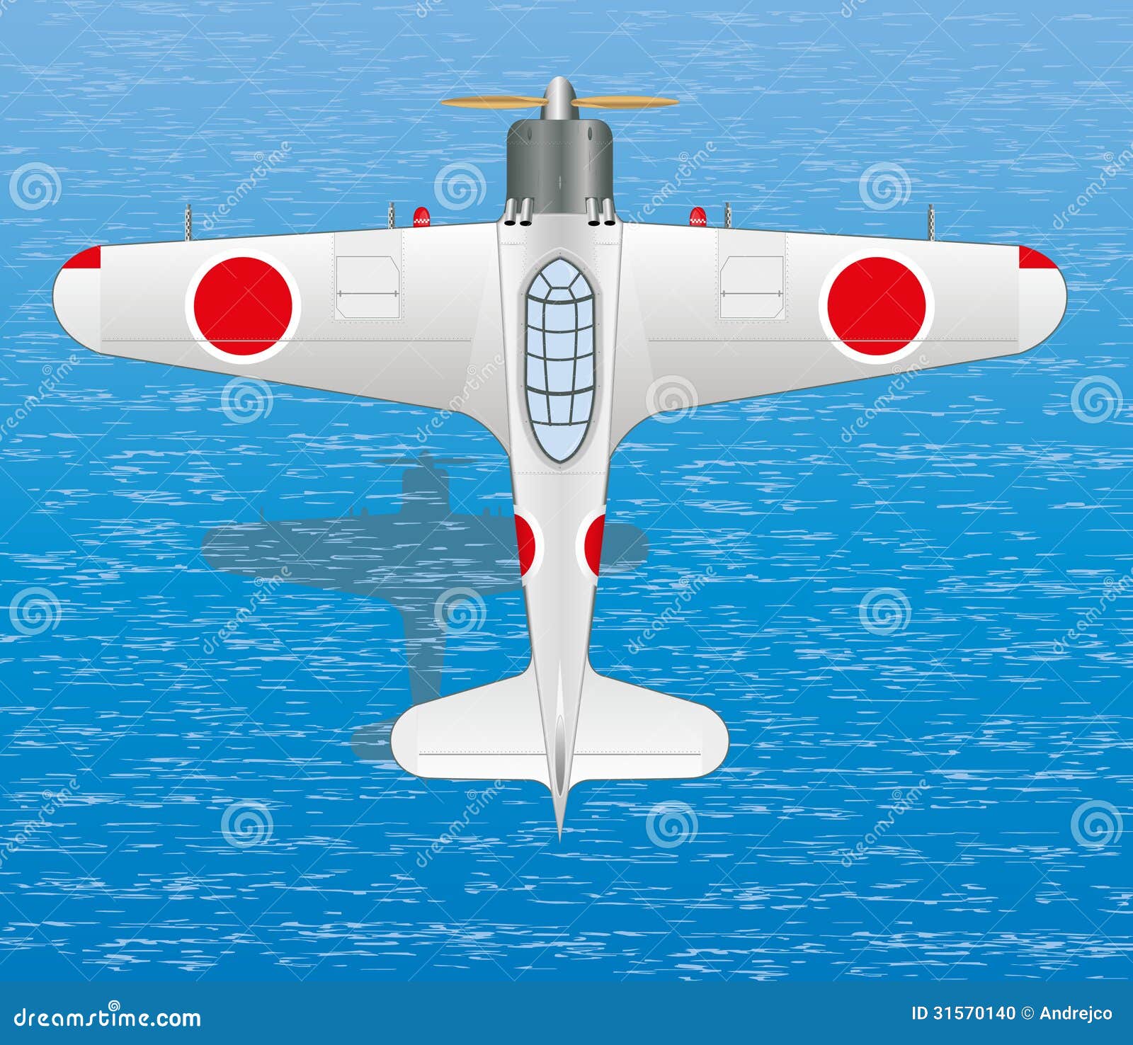 Mitsubishi A6M Zero. Vector Drawing Of Imperial Japanese Navy Fighter ...