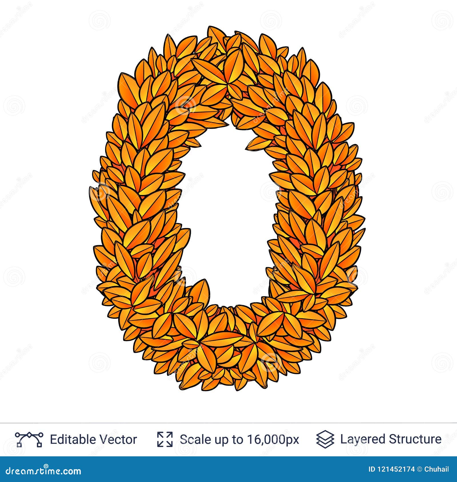 Zero Number of Autumn Leaves. Stock Vector - Illustration of discount ...
