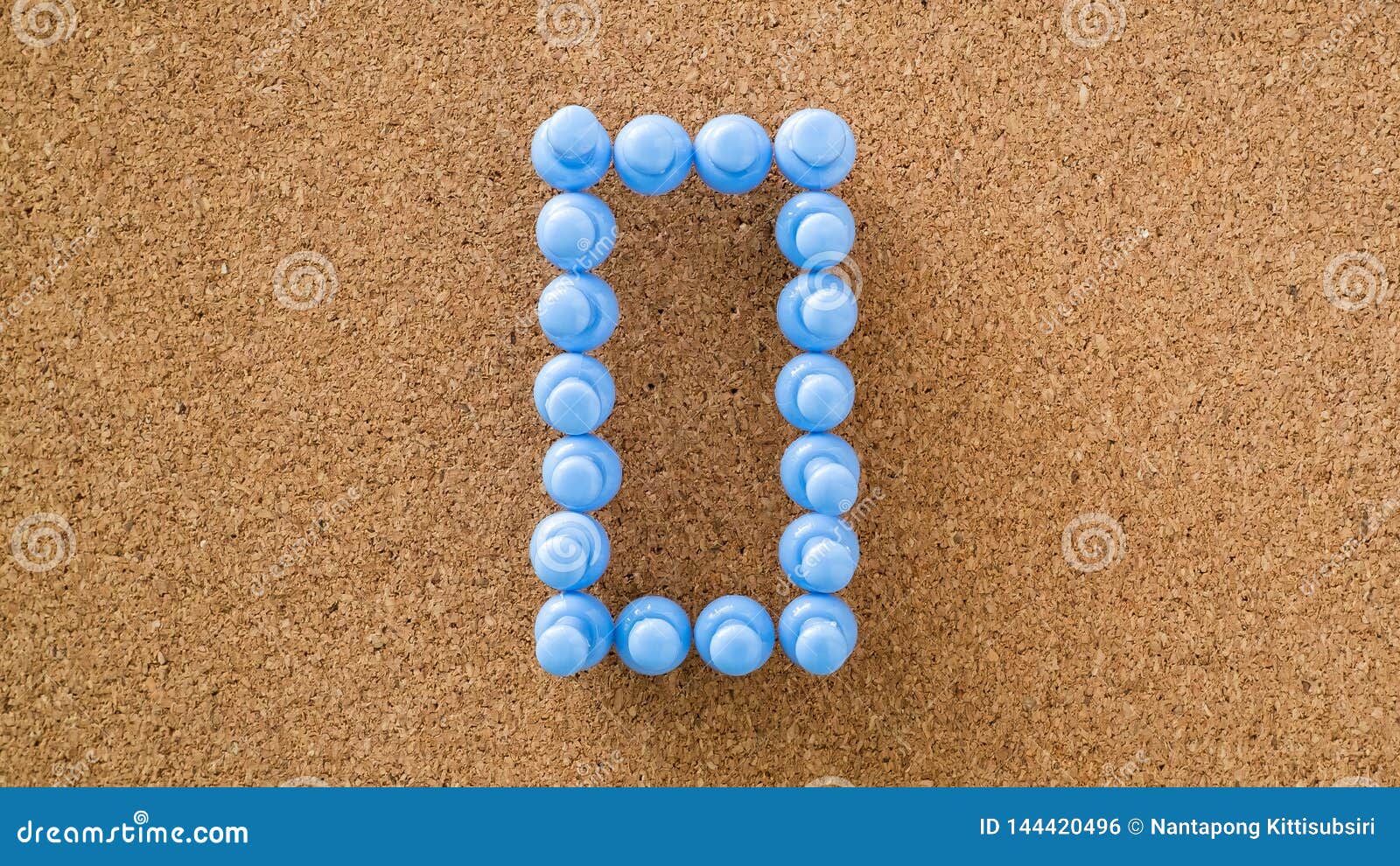 Zero, Number Made by Pastel Blue Pushpin on Cork Board Texture Stock ...