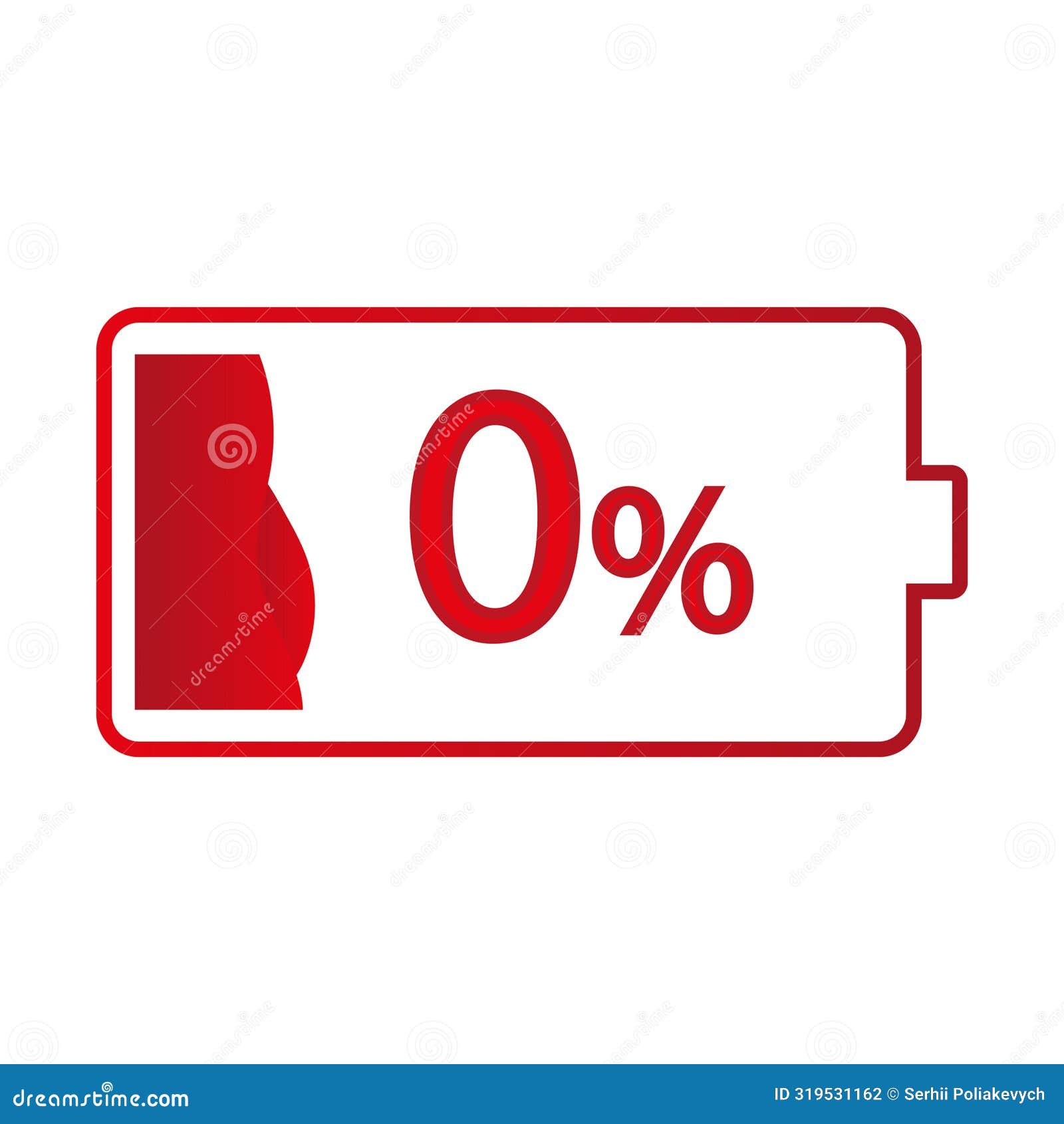 Zero Percent Battery Icon. Low Power Vector Symbol. Empty Battery ...