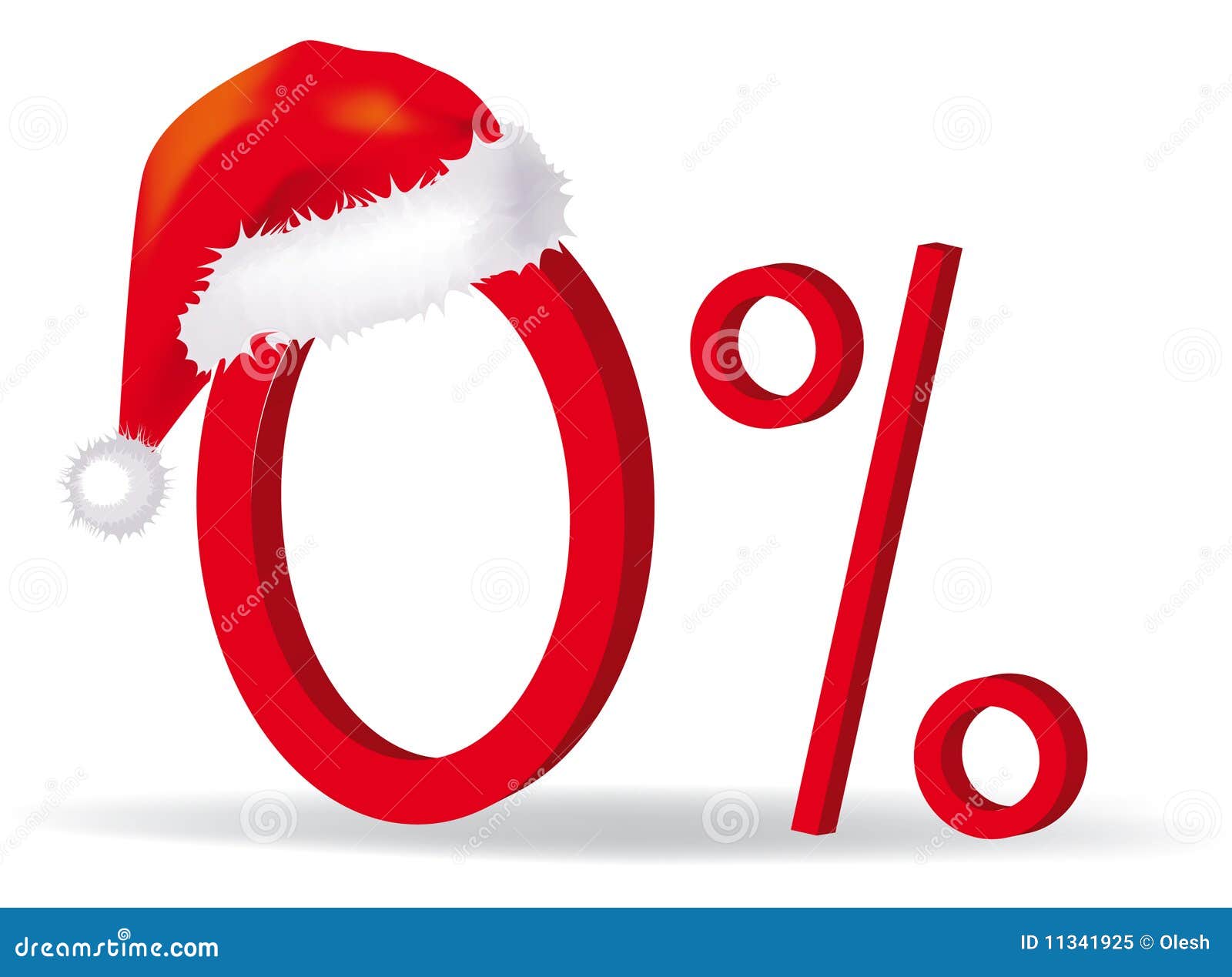Zero Percent in Christmas Hat Stock Vector - Illustration of christmas ...