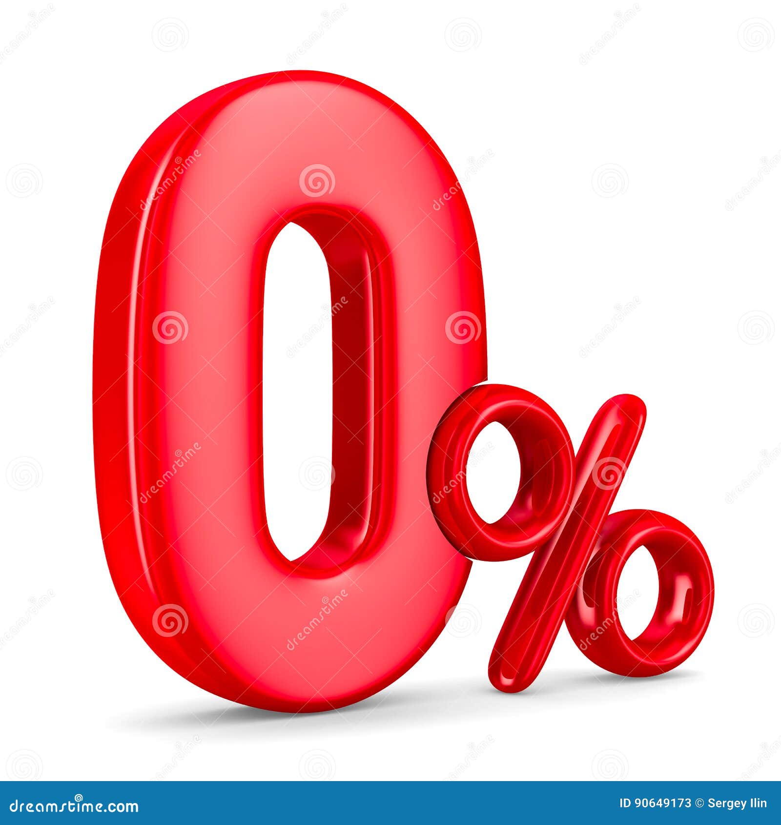 Zero Percent on White Background. Isolated 3D Stock Illustration ...