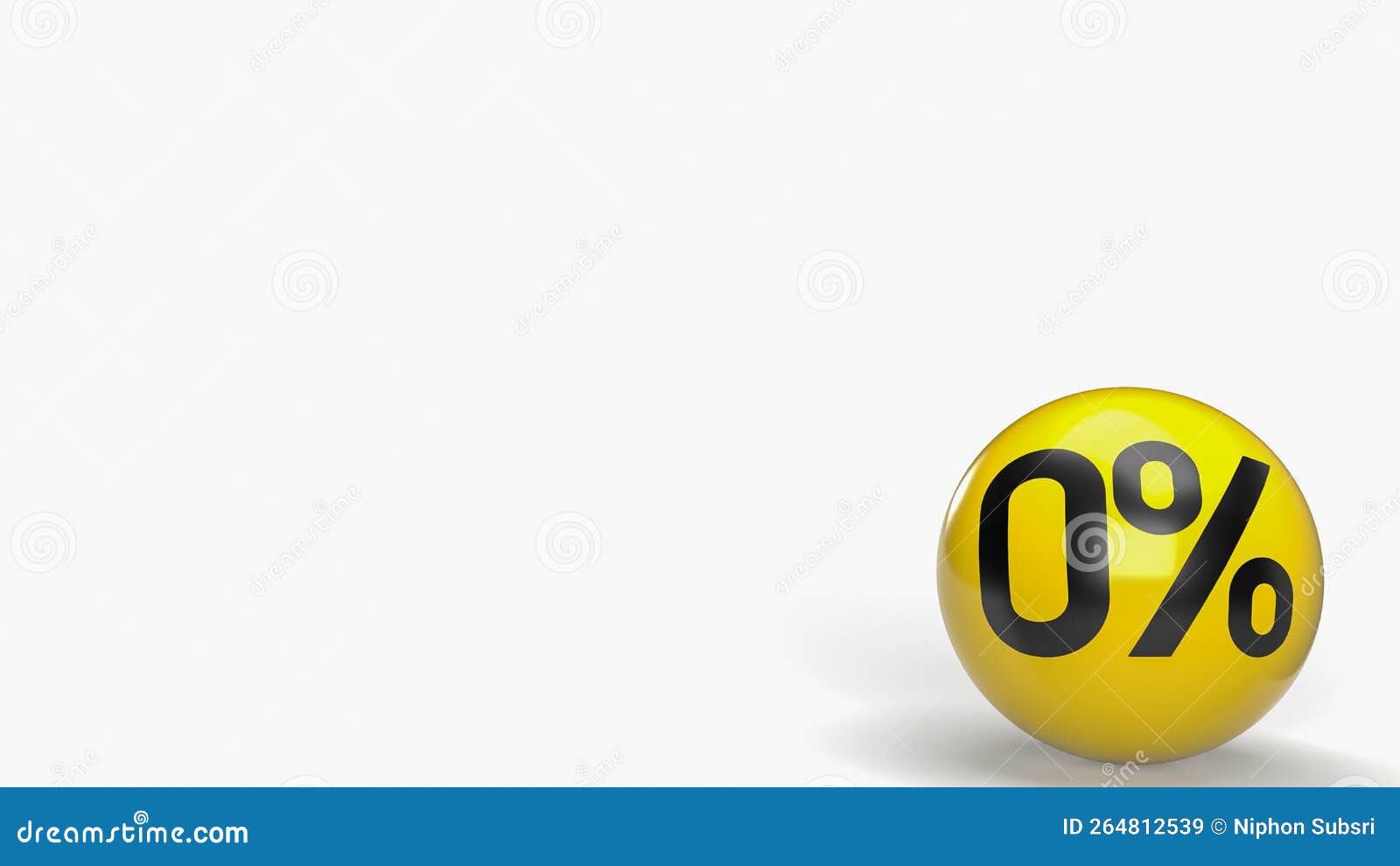 Zero Percent on Yellow Ball 3d Rendering Stock Illustration ...