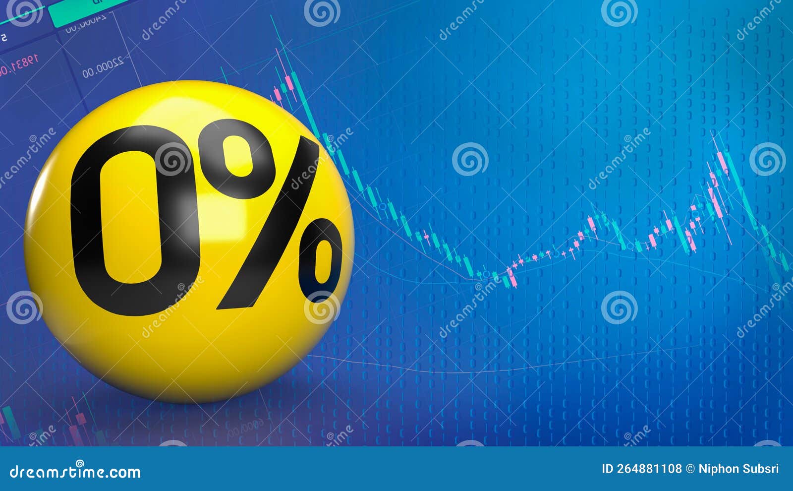 Zero Percent on Yellow Ball 3d Rendering Stock Illustration ...