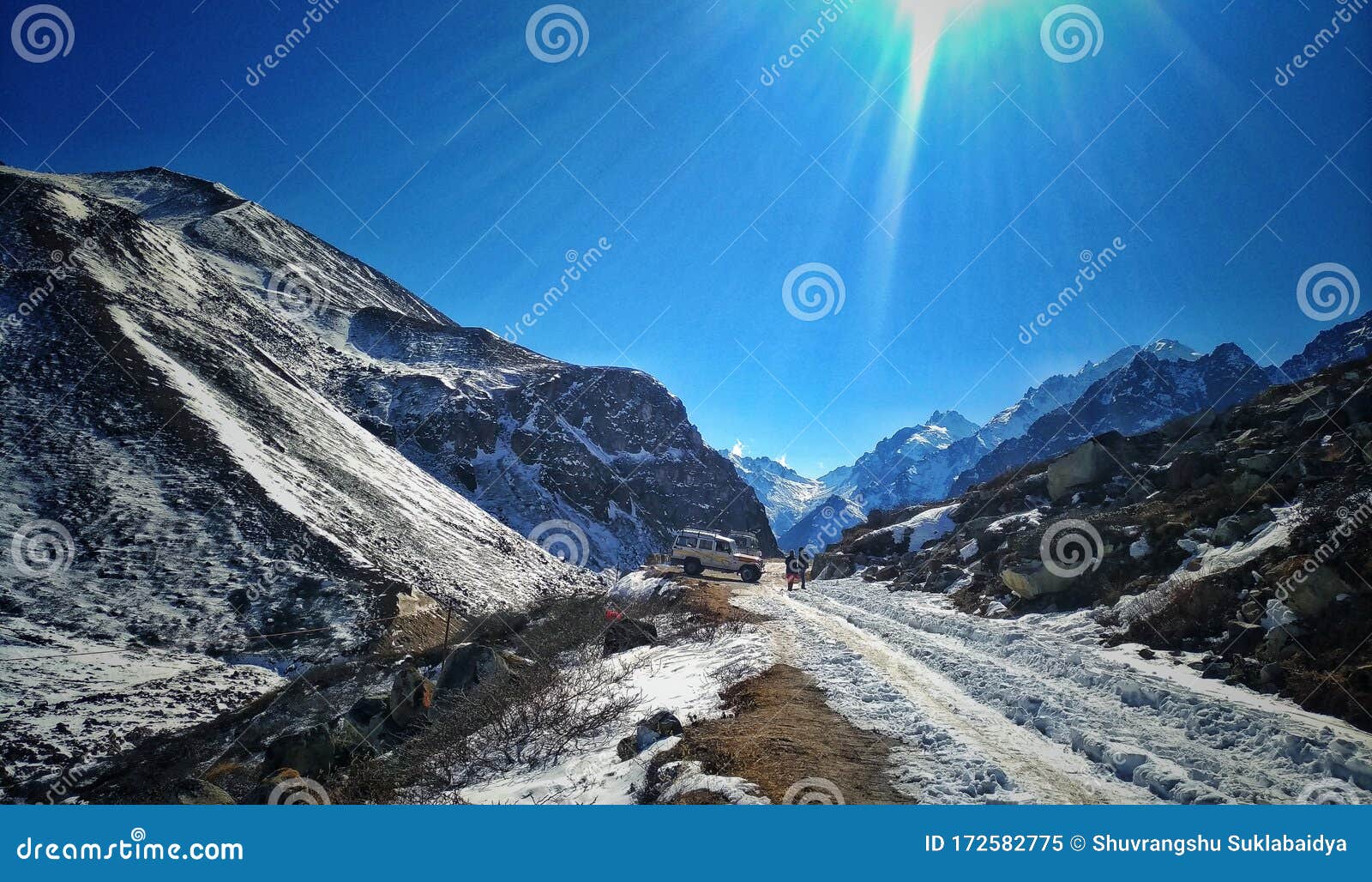 Zero Point at North Sikkim . Fully Covered with Snow Stock Image ...
