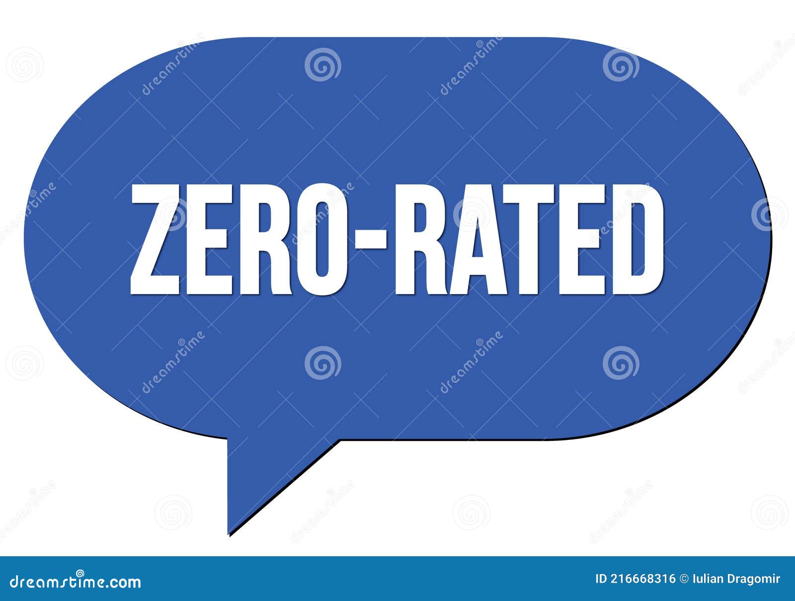 ZERO-RATED Text Written in a Blue Speech Bubble Stock Illustration ...