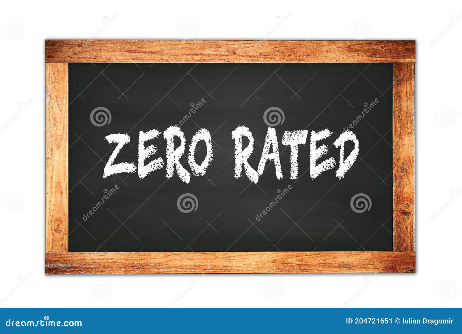 ZERO RATED Text Written on Wooden Frame School Blackboard Stock ...