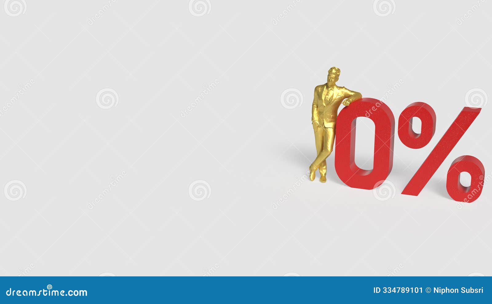 The Zero Red Percent and Man for Business Concept 3d Rendering Stock ...
