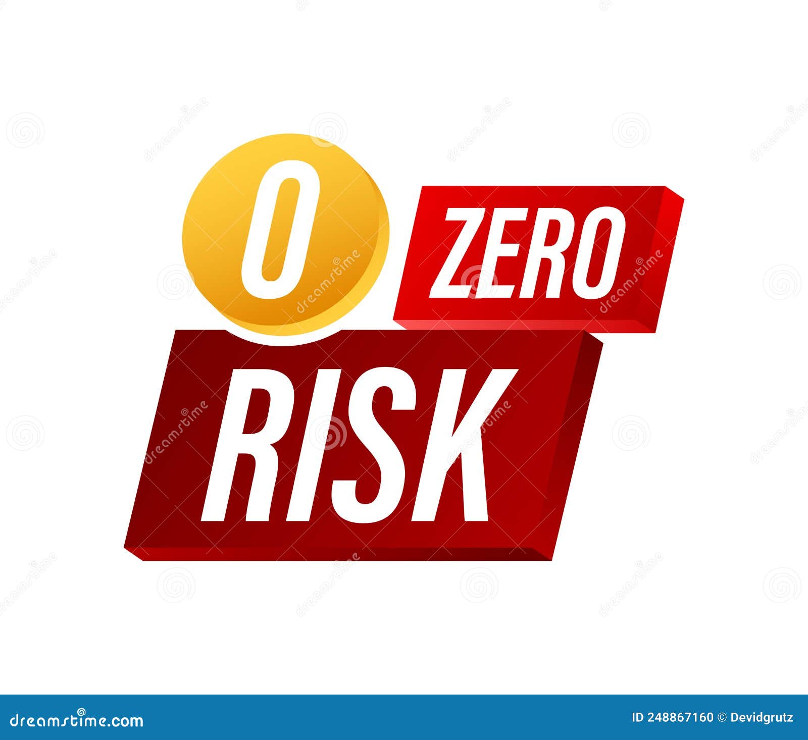 Zero Risk in 3d Style on White Background. 3d Vector Illustration Stock ...