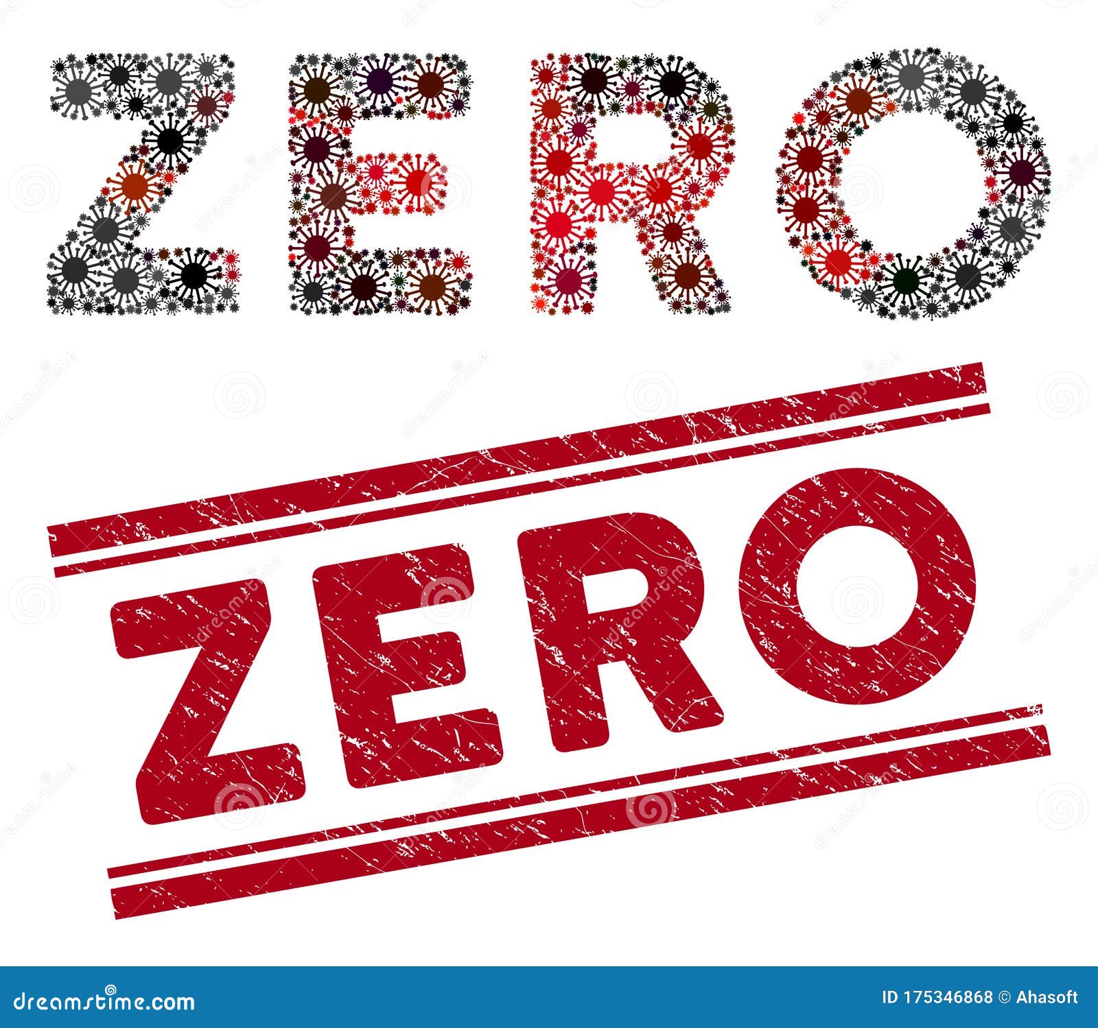 Distress Zero Red Stamp Seal and Coronavirus Mosaic Text Stock ...