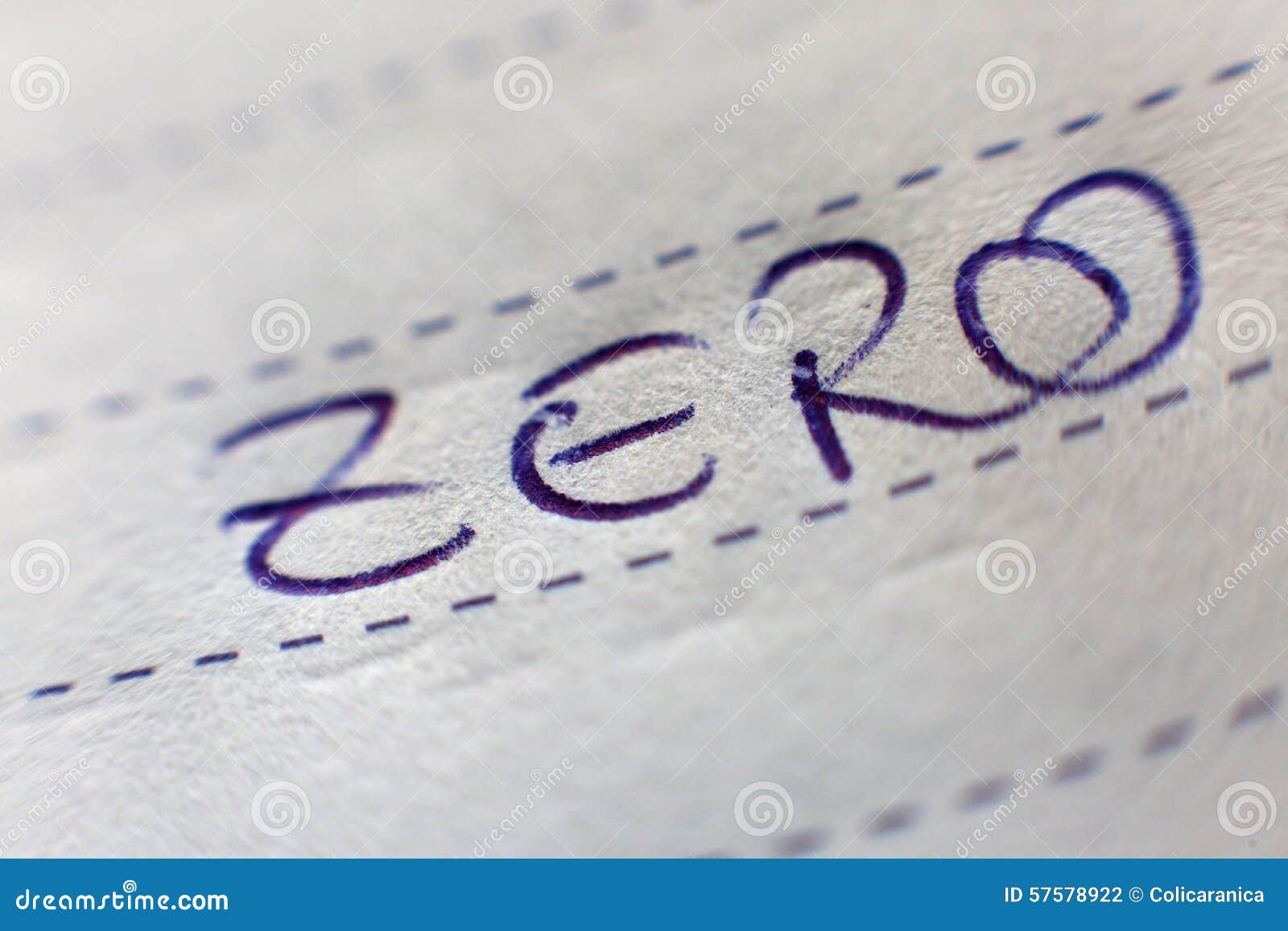 Zero Spelled on Lined Paper Stock Photo - Image of spelled, print: 57578922