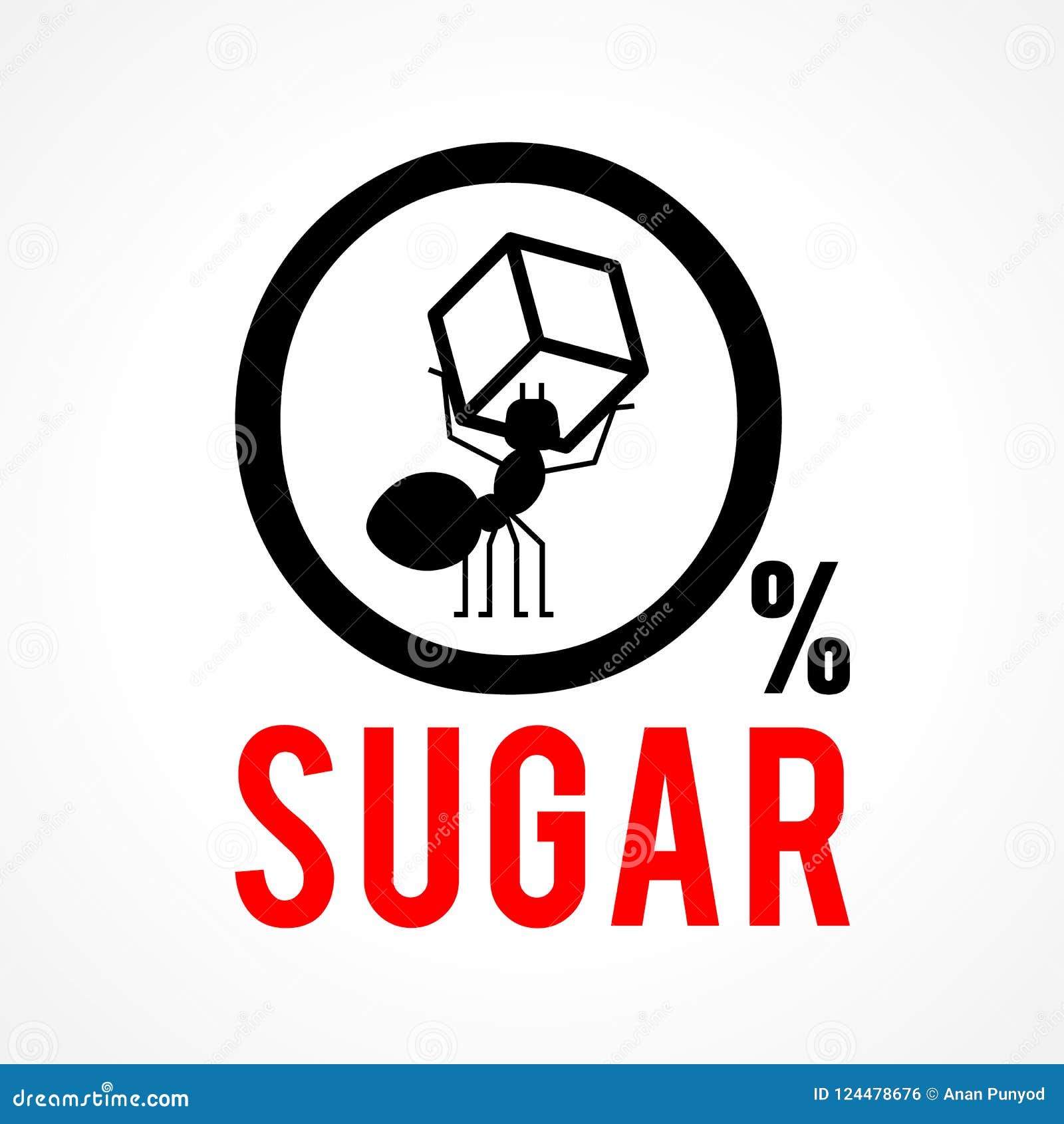 Zero Sugar Sign with Ant Hold Sugar in Zero Number Vector Design Stock ...