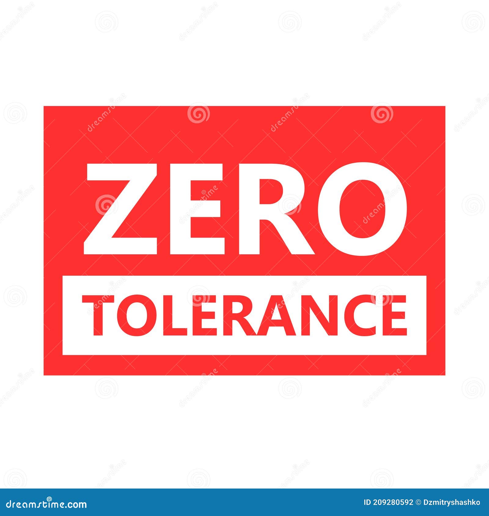 Zero Tolerance Red Sign Design Stock Vector - Illustration of stop ...