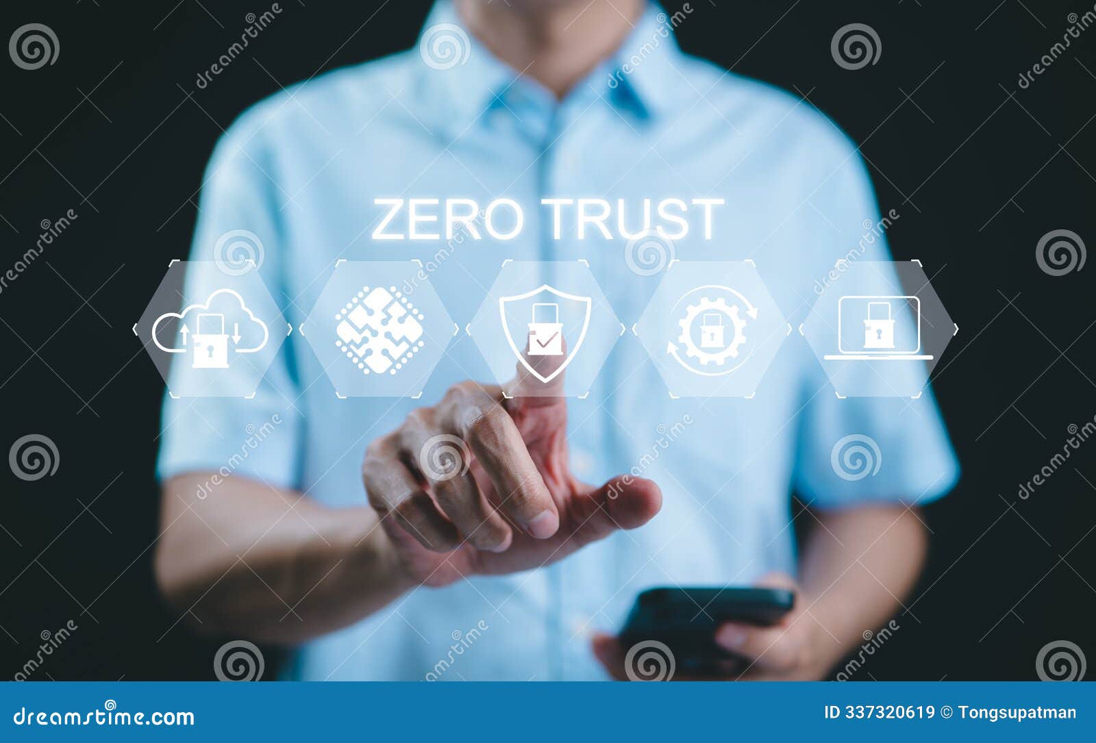 Zero Trust Security Concept. a Person Touching Virtual Zero Trust ...