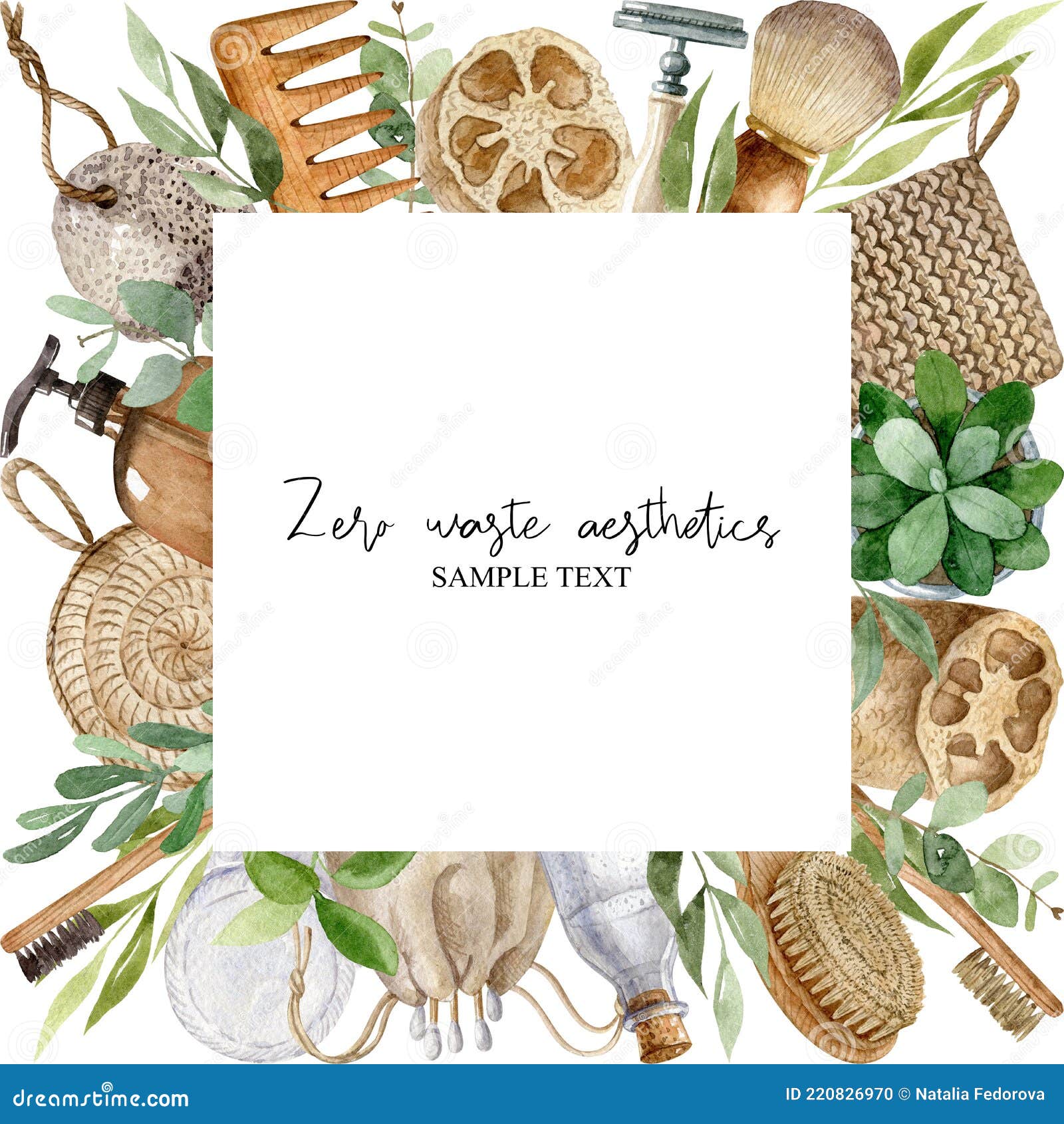 Zero Waste Aesthetics-watercolor Isolated Outer Square Frame Stock ...