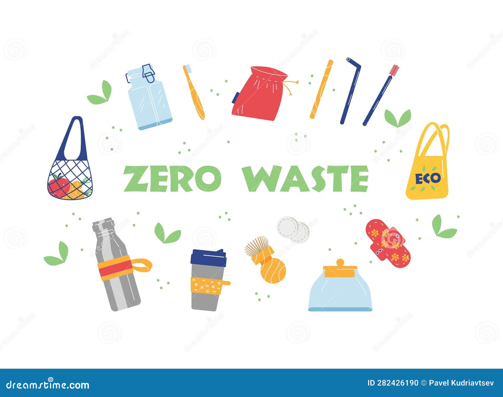 Zero Waste Banner or Website Header for Environmental Issues, Flat ...