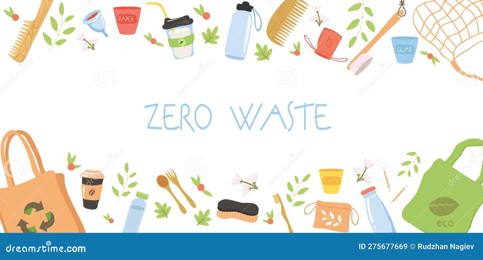 Zero waste banner stock vector. Illustration of cutlery - 275677669