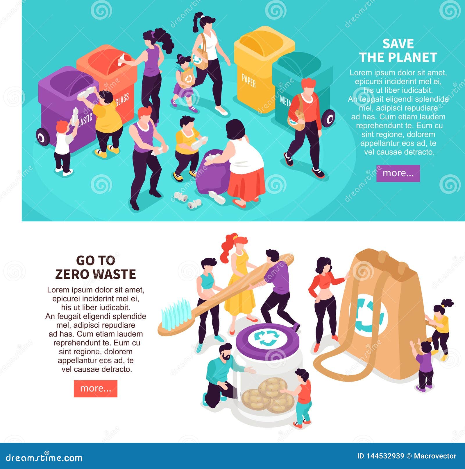 Zero Waste Banners Set stock vector. Illustration of collection - 144532939