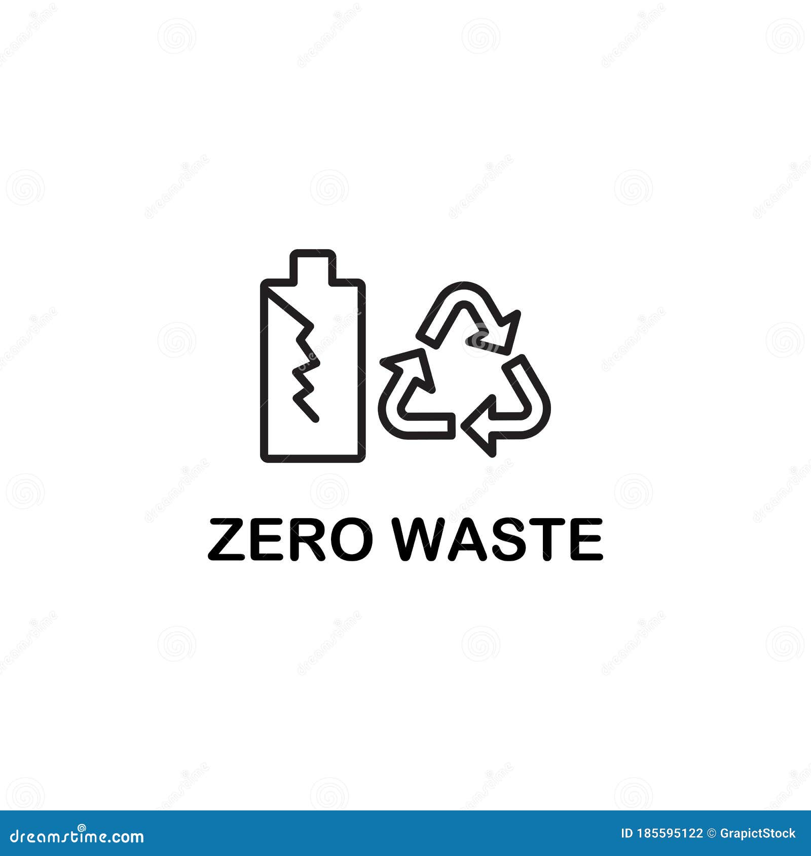 Zero Waste Campaign Logo Design, Outlined Style Stock Vector ...
