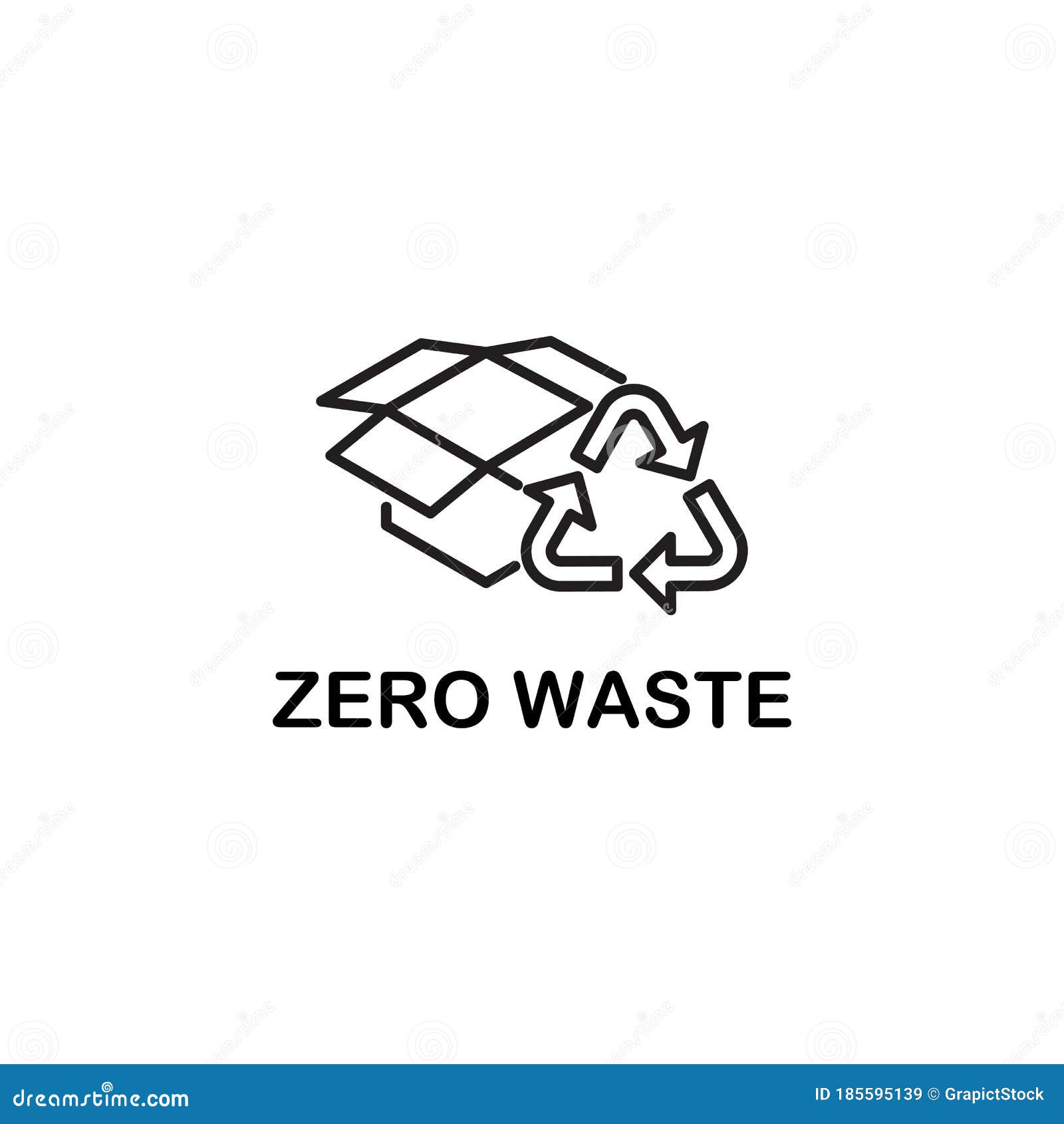 Zero Waste Campaign Logo Design, Outlined Style Stock Vector ...