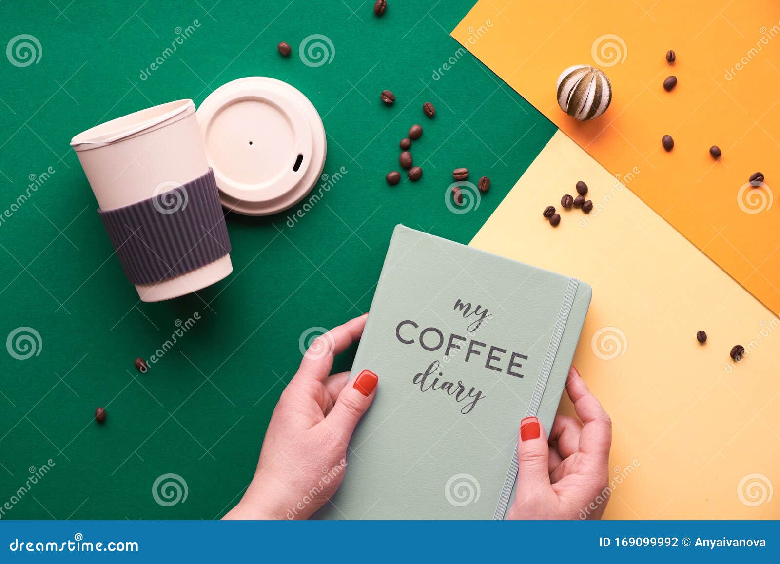 Zero Waste Coffee Concept. Eco Friendly Reusable Coffee Cups in Hands ...