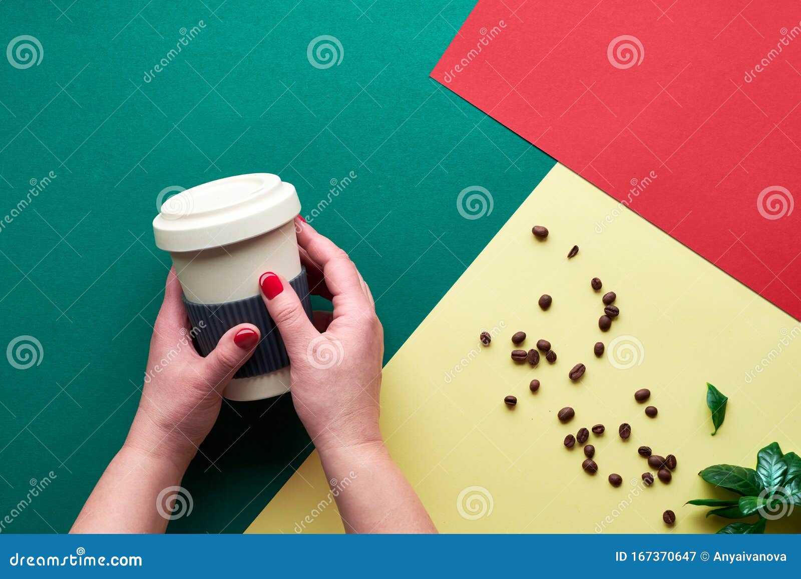 Zero Waste Coffee Concept. Eco Friendly Reusable Coffee Cups in Hands ...