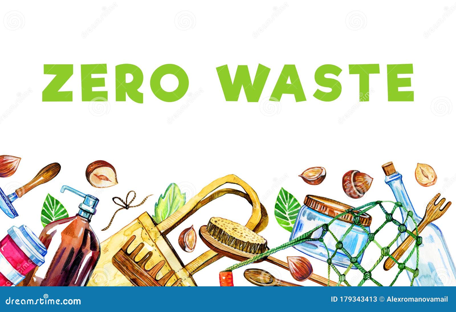 Zero Waste Composition with Objects on the Bottom of the Page Stock ...