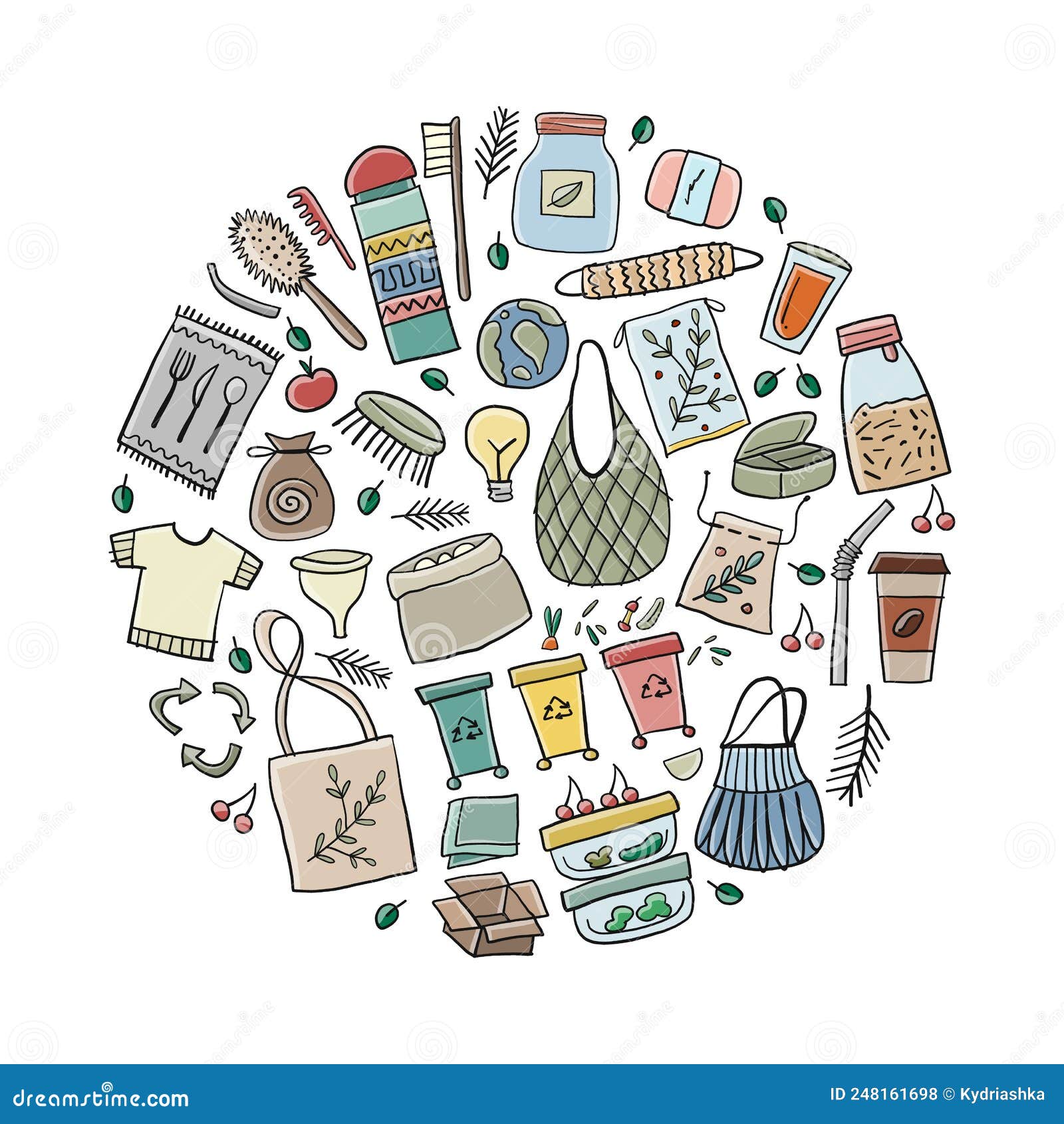 Zero waste. Concept art stock vector. Illustration of vector - 248161698