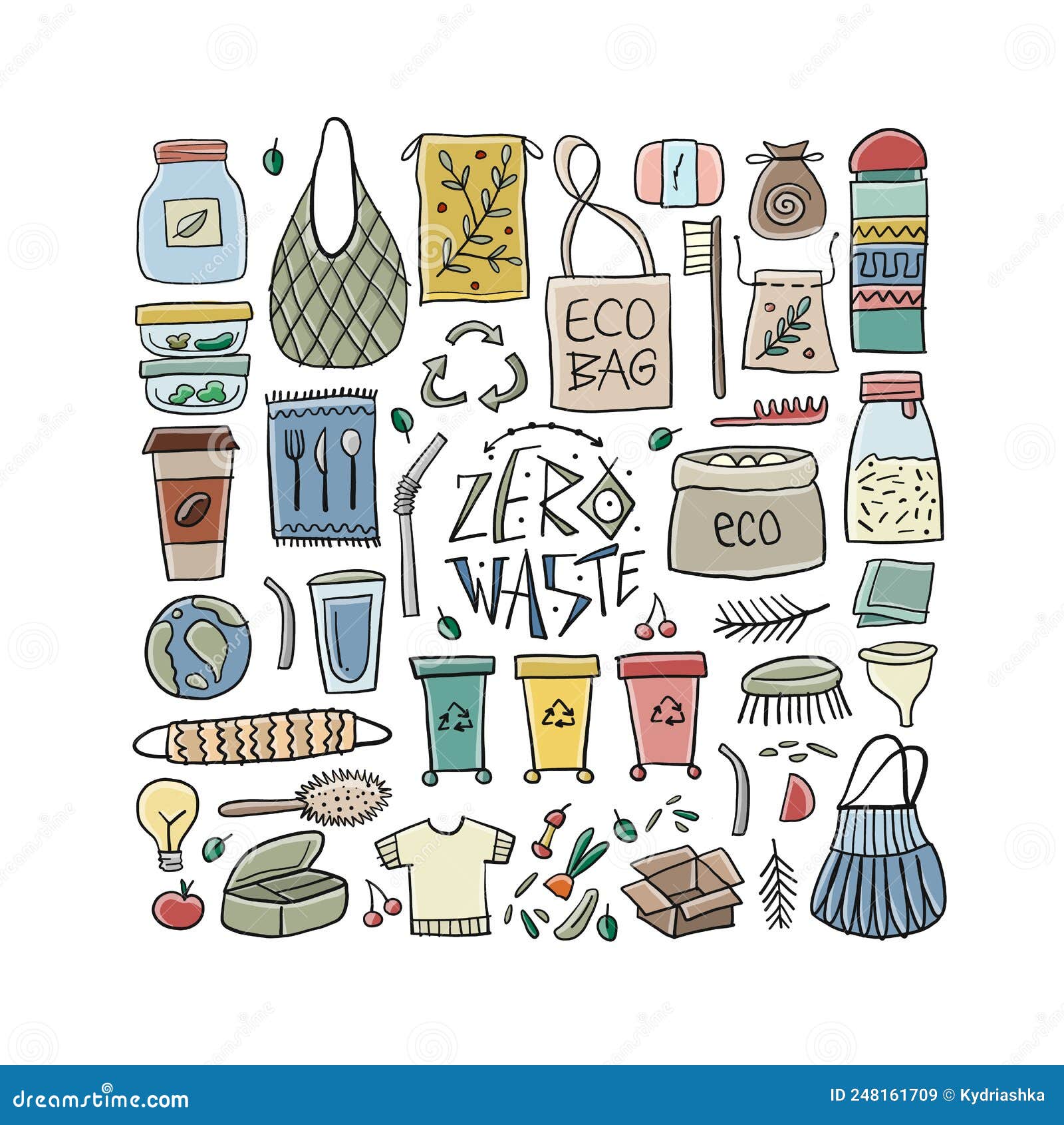 Zero waste. Concept art stock vector. Illustration of vector - 248161709