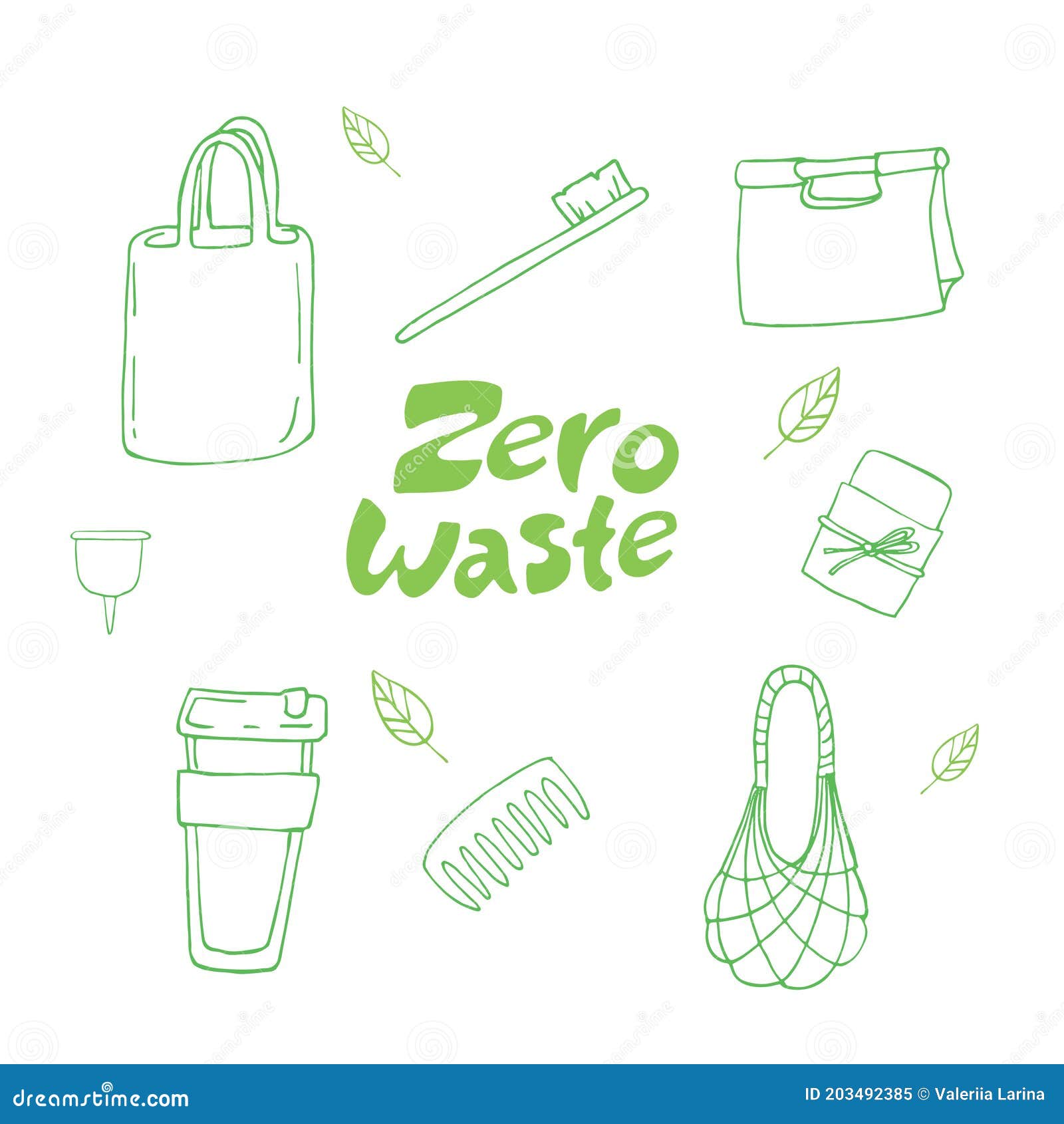 Zero Waste Concept Letttering Stock Vector - Illustration of linear ...