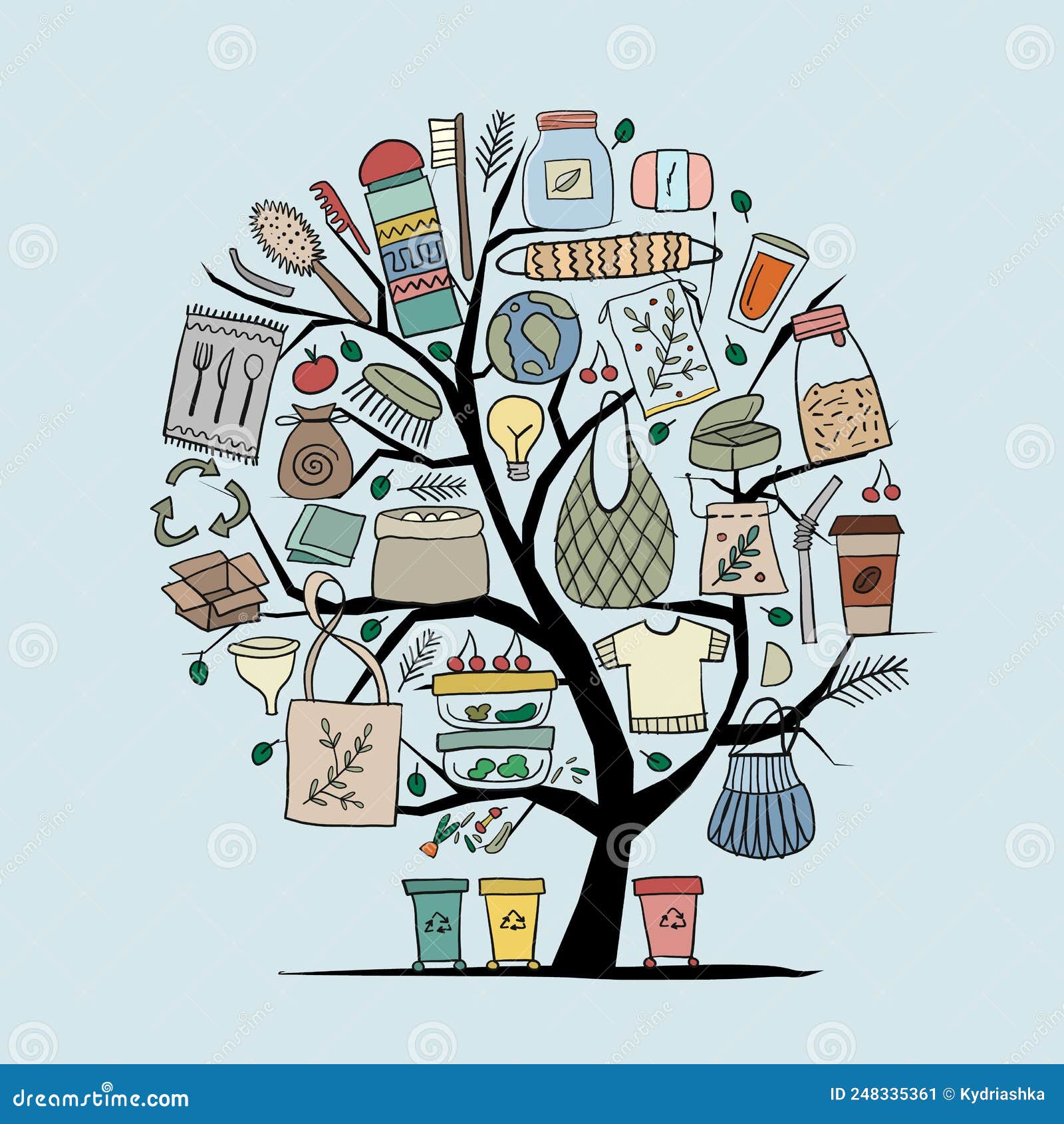 Zero Waste. Concept Tree for Your Design Stock Vector - Illustration of ...