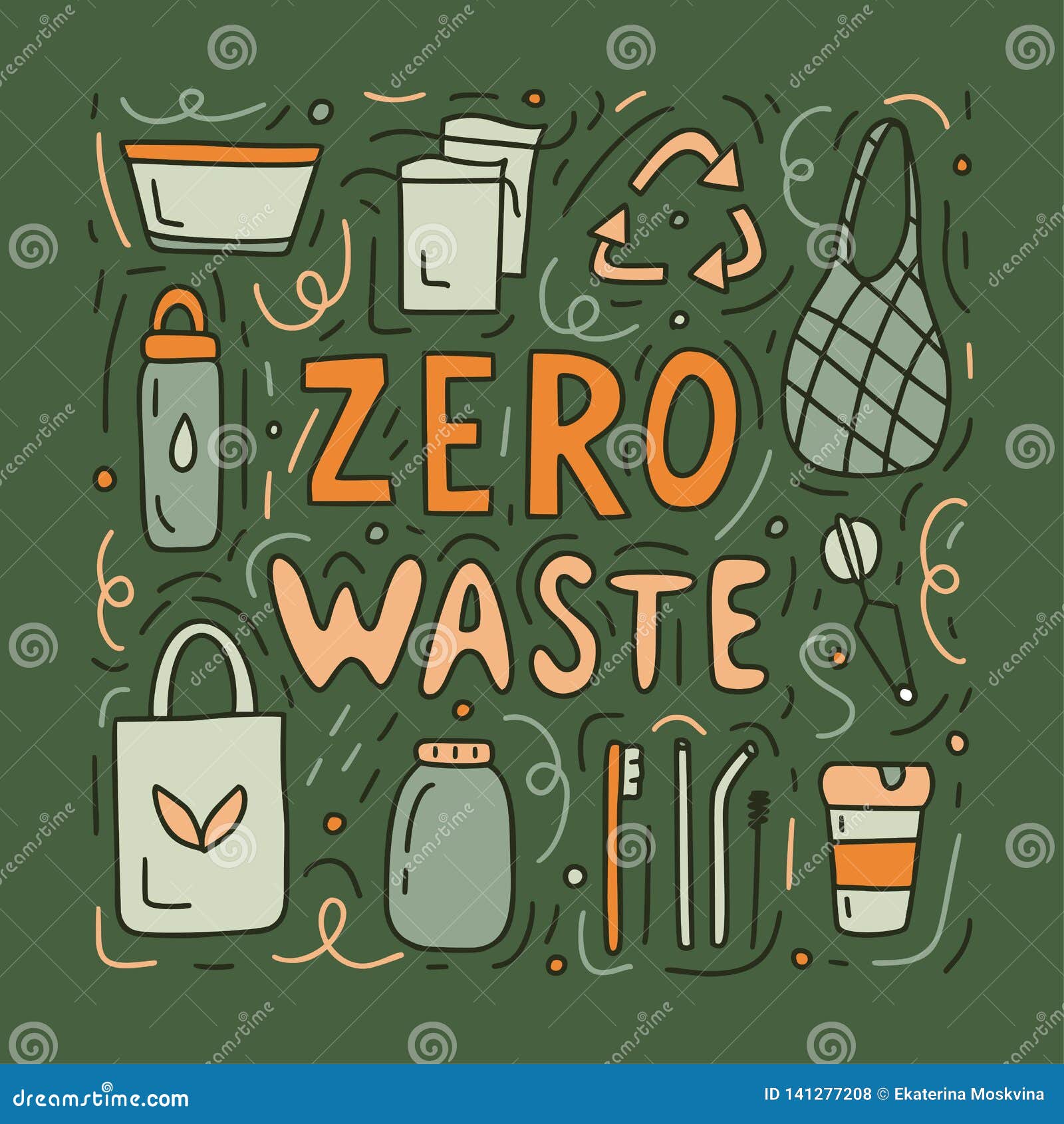 Zero Waste Hand Drawn Concept Stock Vector - Illustration of ...