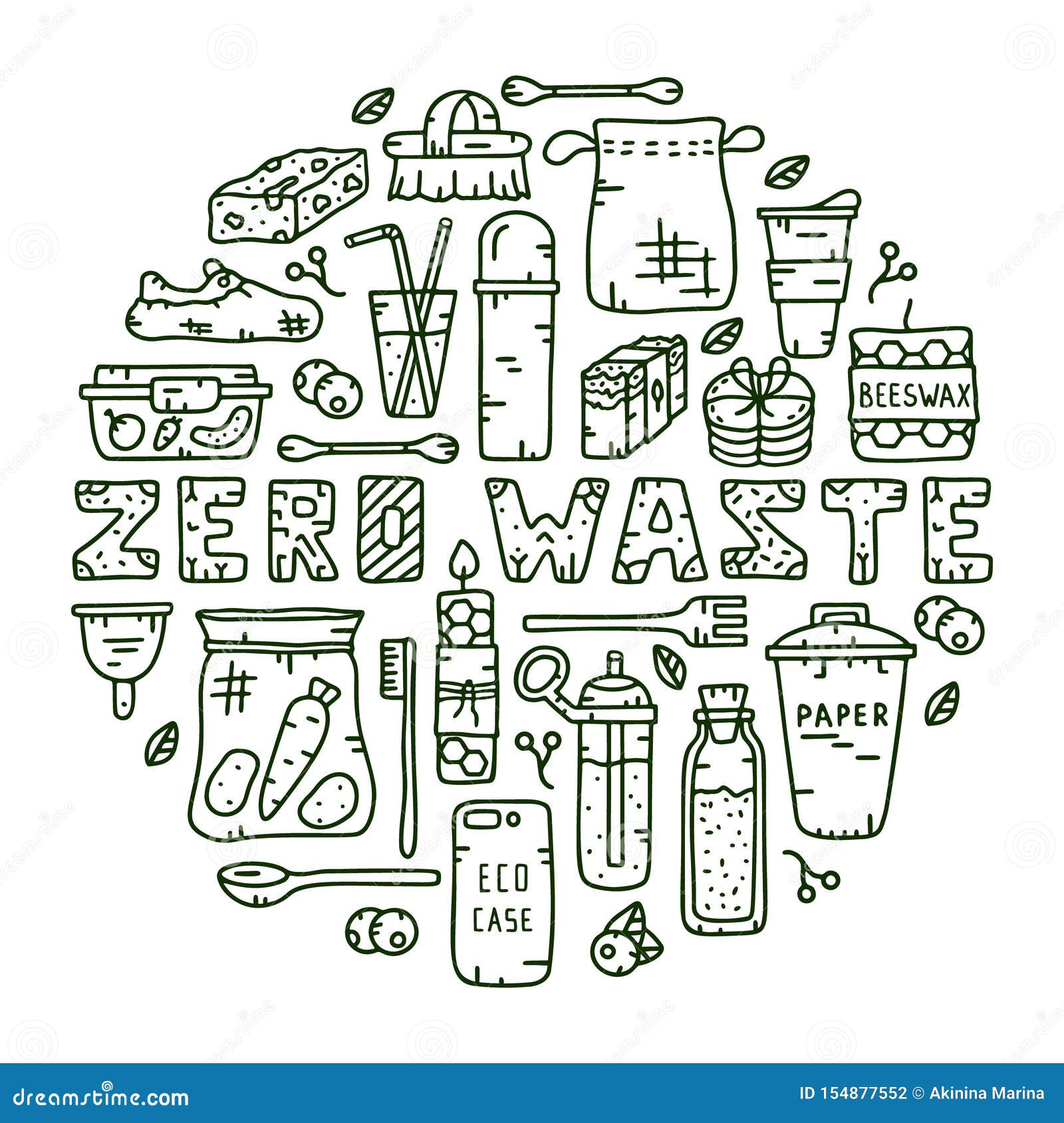Zero waste doodle stock vector. Illustration of napkin - 154877552