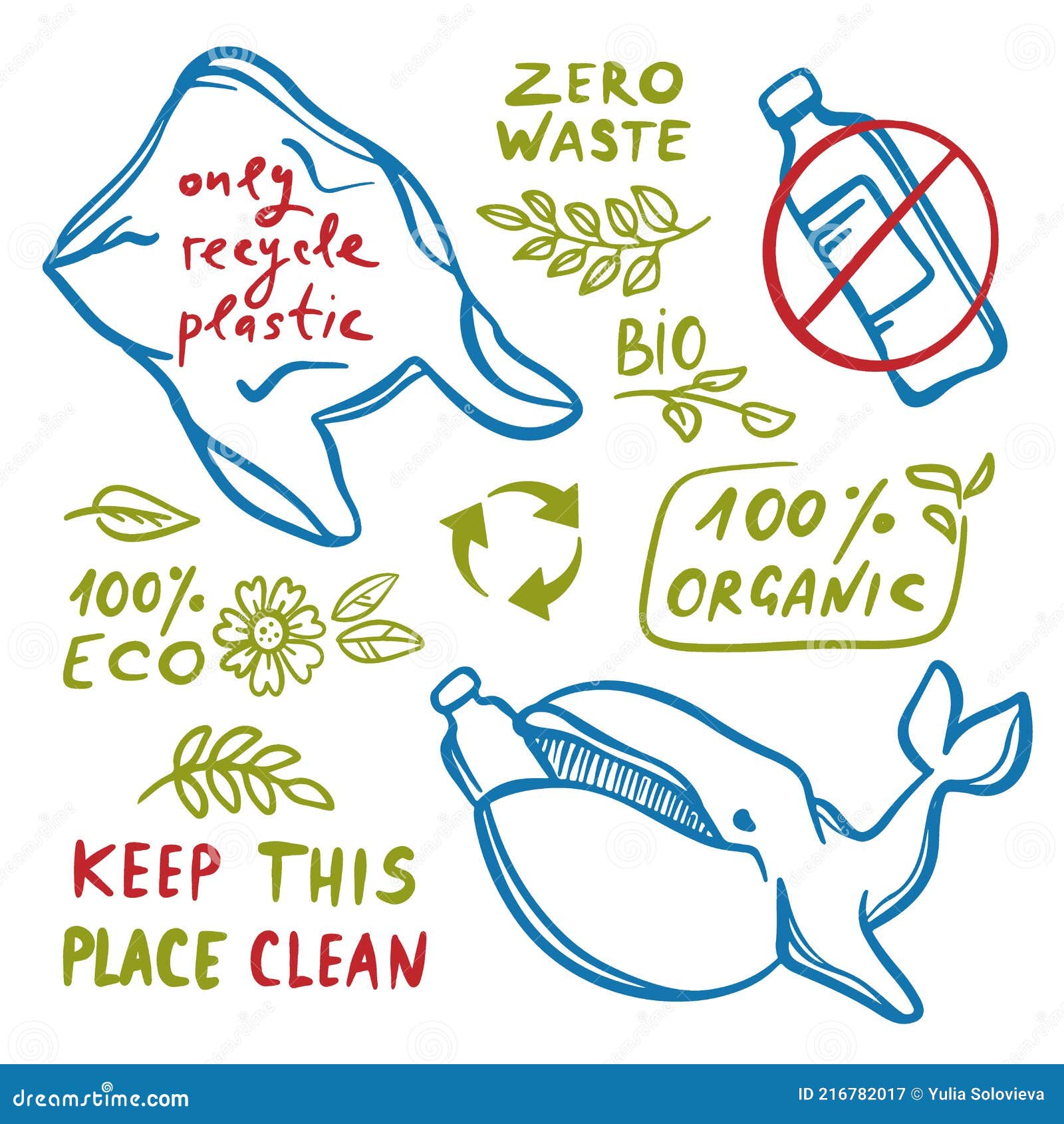 ZERO WASTE ECO Problem of Earth Vector Illustration Set Stock Vector ...