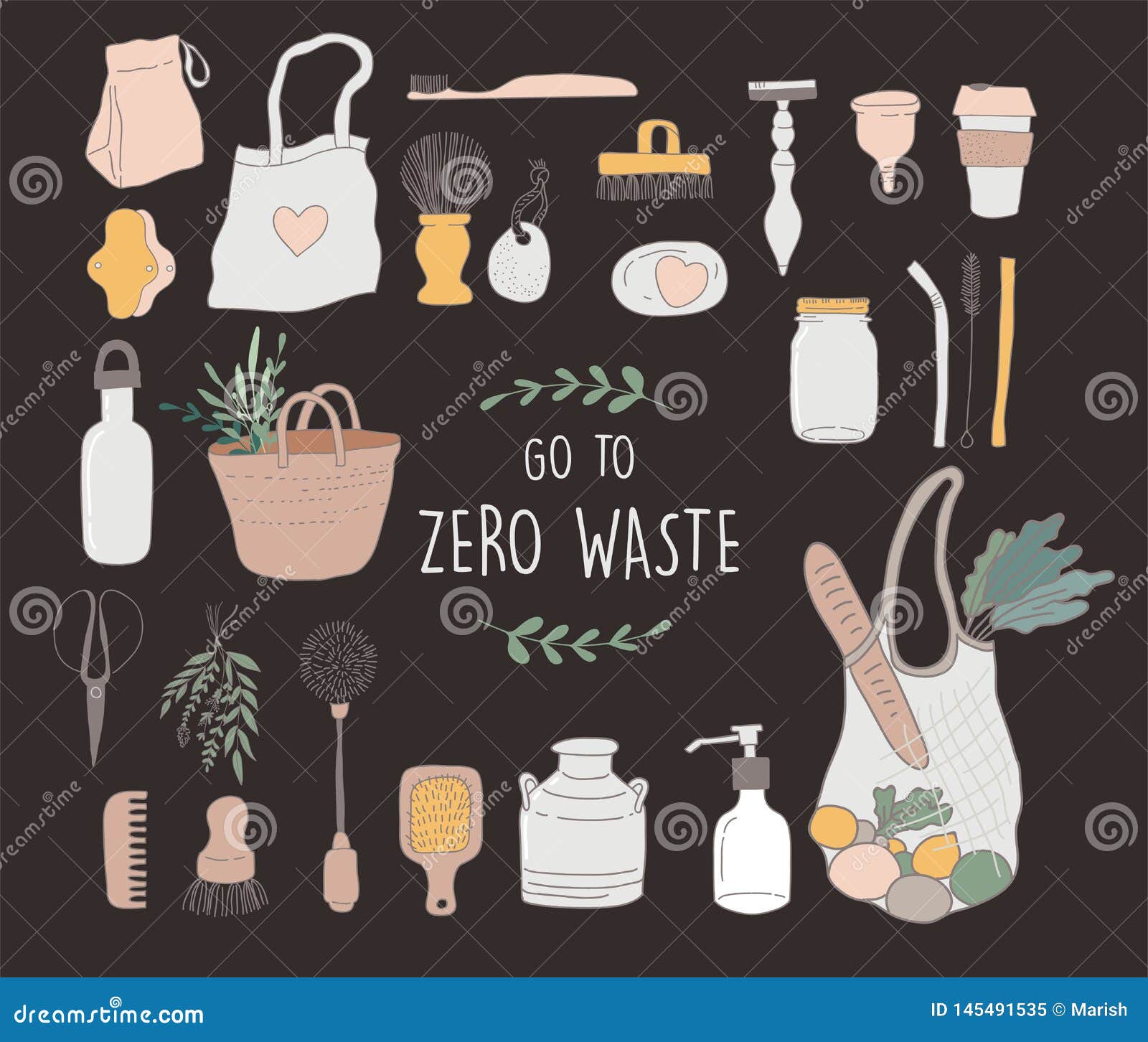 Zero Waste, Environmental, Go Green Concept Design. Vector Illustration ...