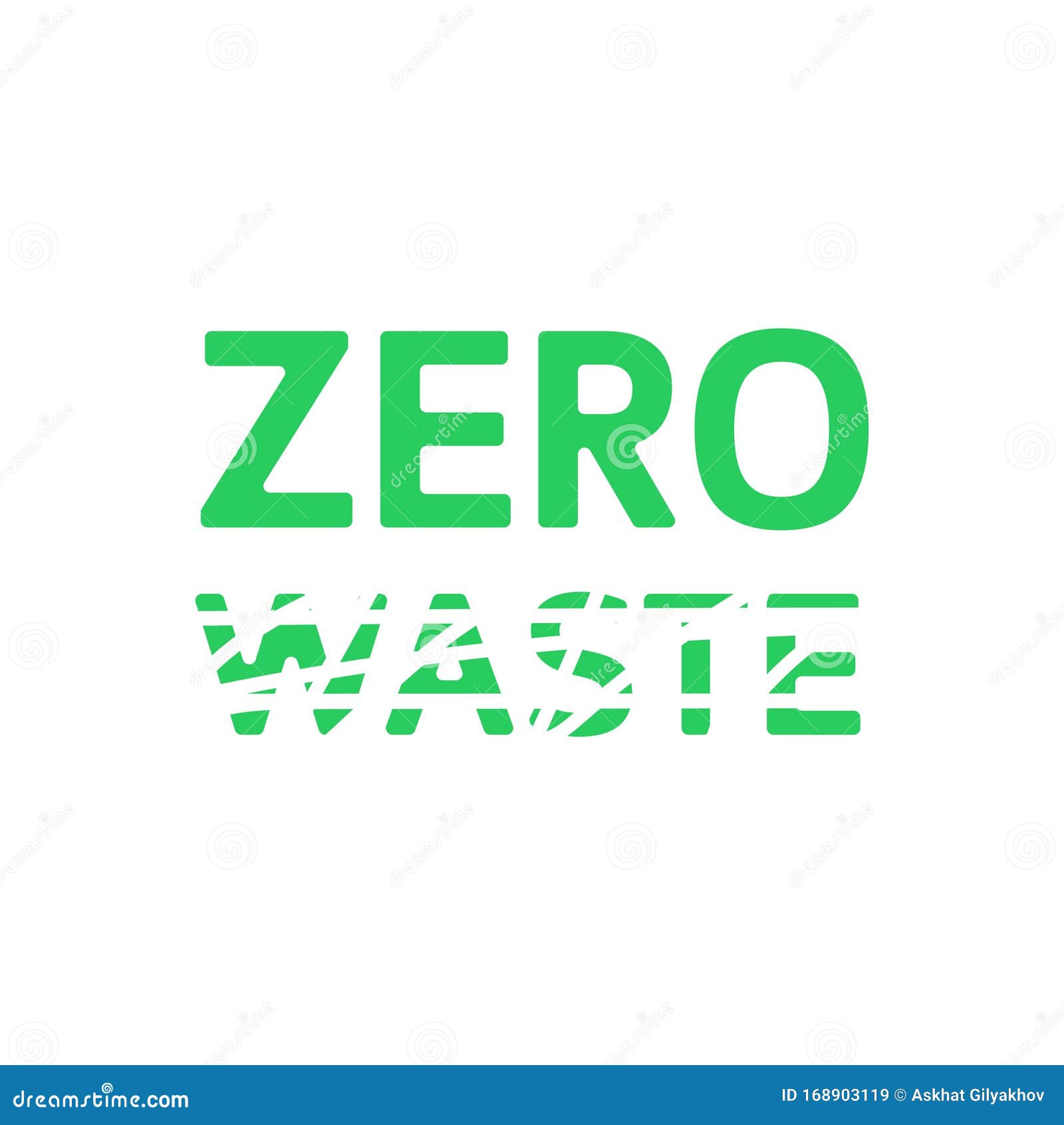 Zero Waste Green Emblem with Smeared Waste . Eco Label, Green Emblem ...
