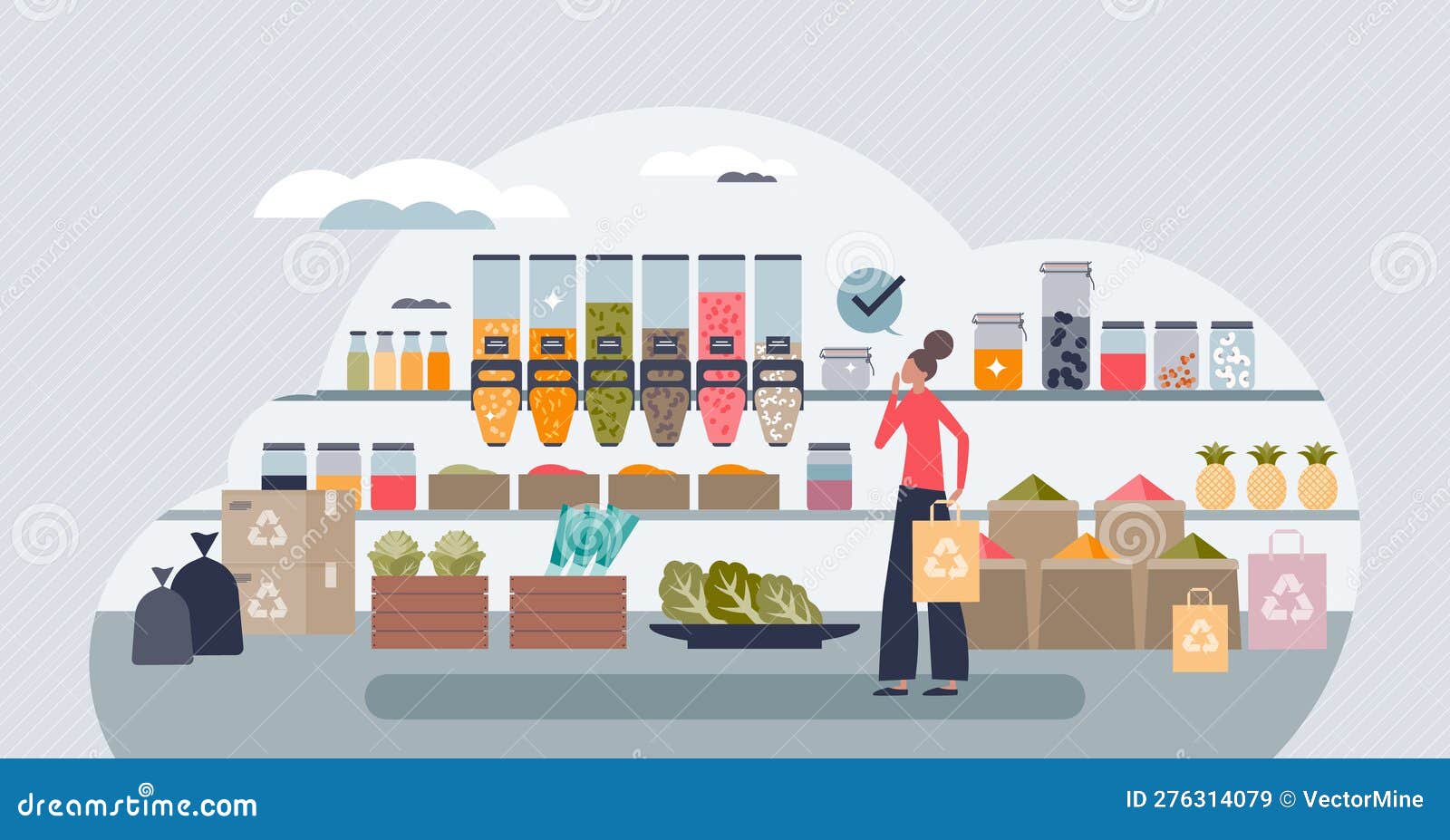 Zero Waste Grocery Store with Ecological Packaging Tiny Person Concept ...