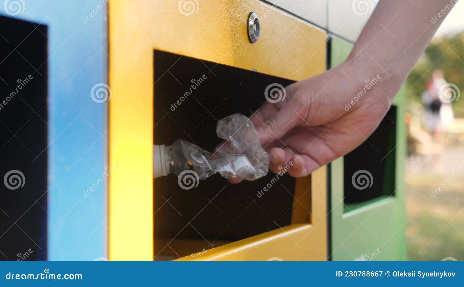 Hold Hand Crush Empty Bottle Crumpled Plastic Garbage Bin Trash Sorting ...